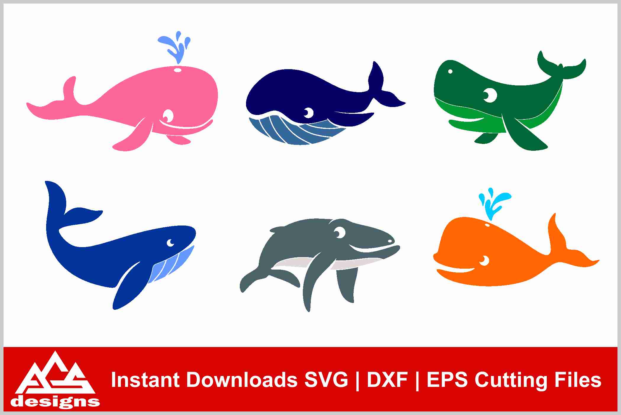 Cute Whale Pack Svg Design (373622) | Cut Files | Design Bundles