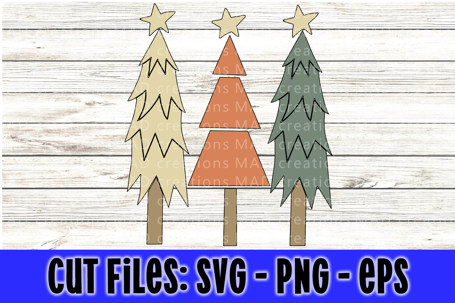 Rustic Christmas Trees - SVG PNG and EPS