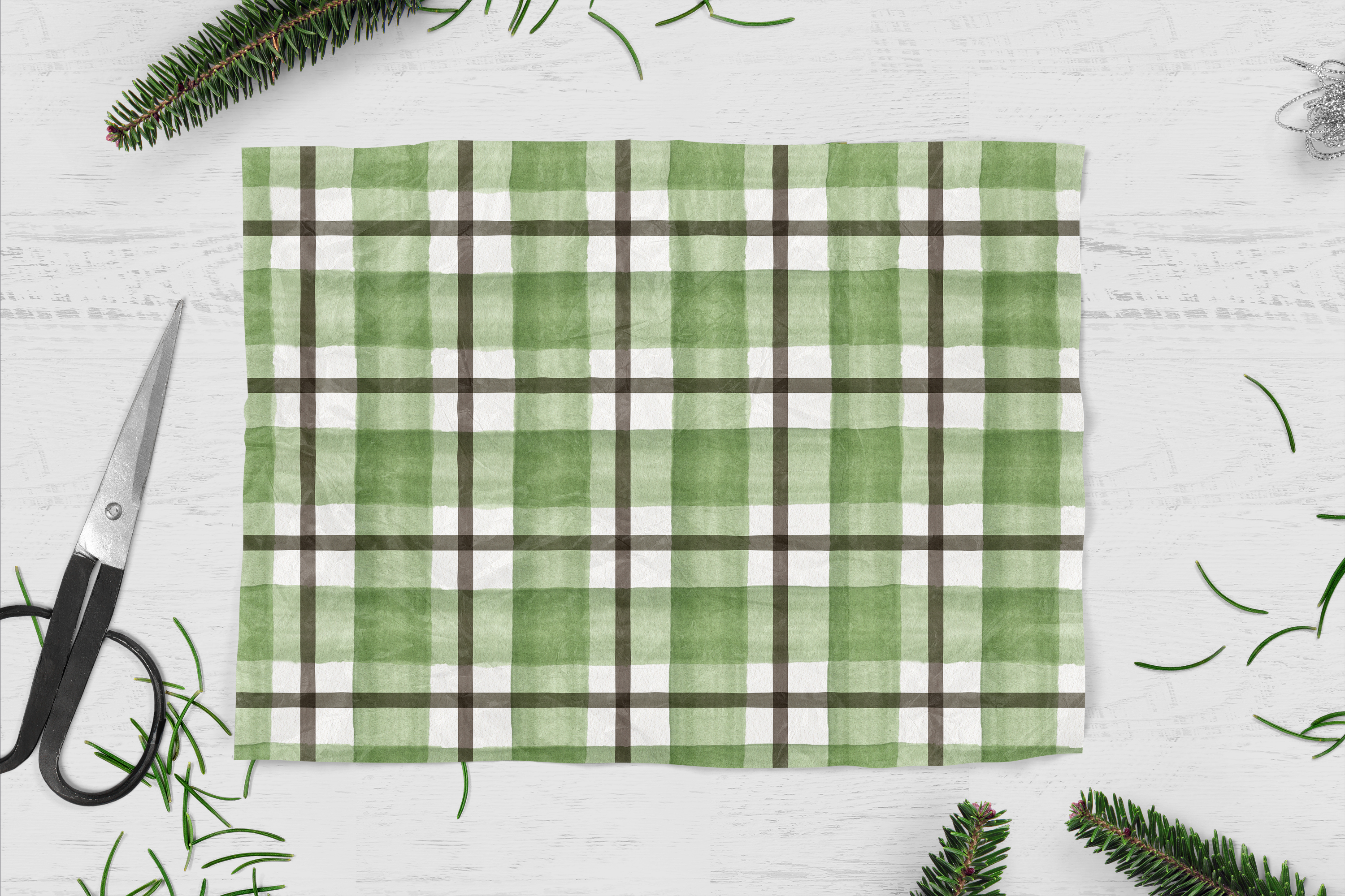 Green and Brown Watercolor Seamless Plaid Patterns