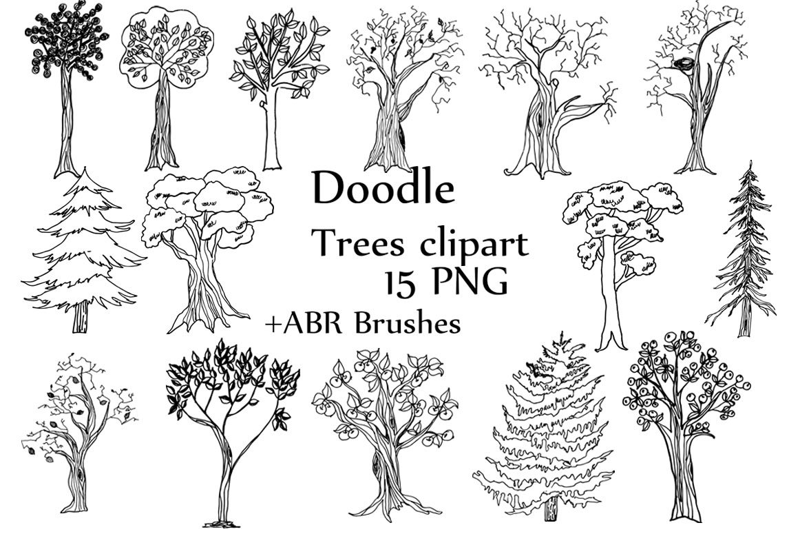 Trees doodle clipart (29226) | Illustrations | Design Bundles