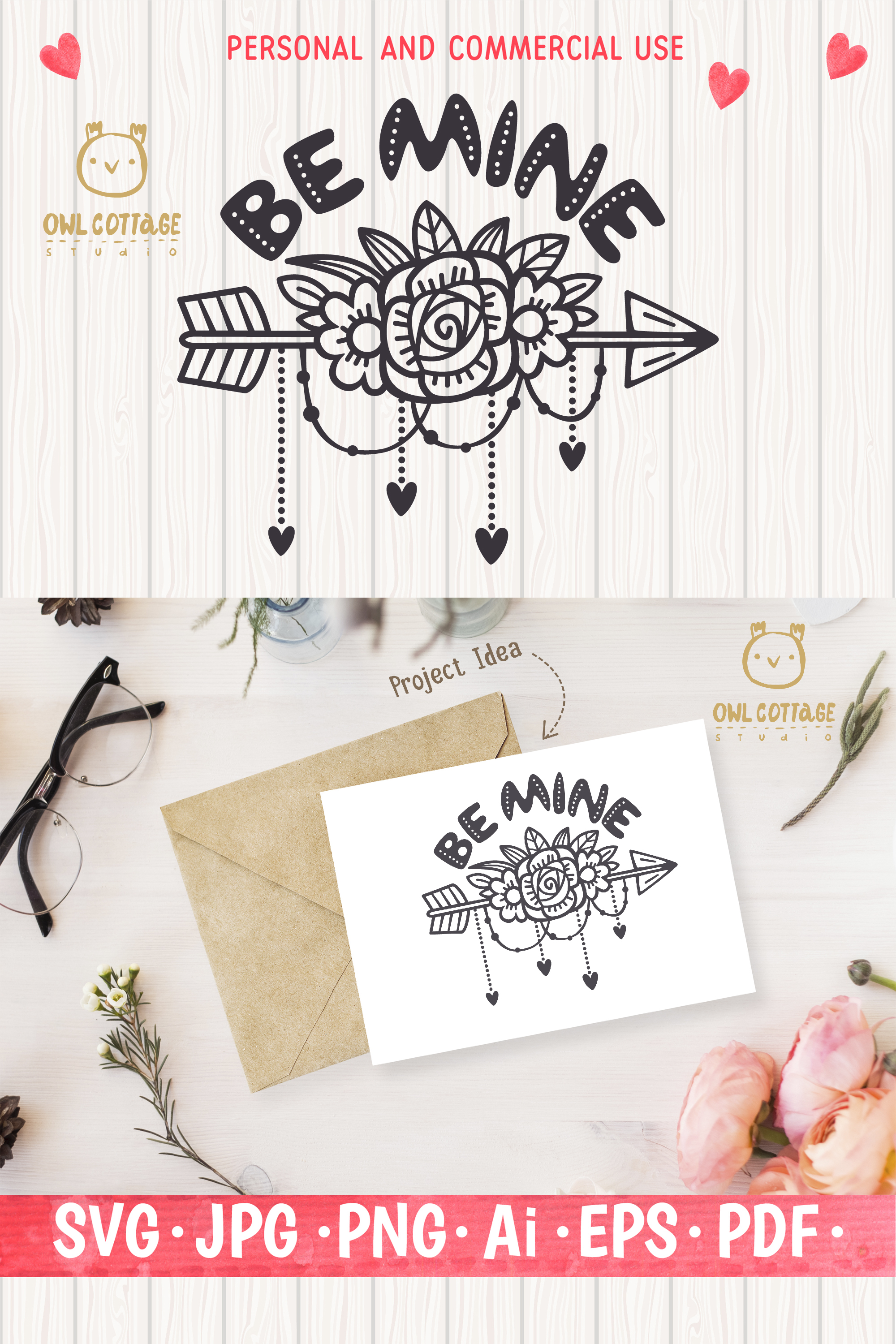 Valentine Arrow svg , Arrow with floral decor Svg, Valentine