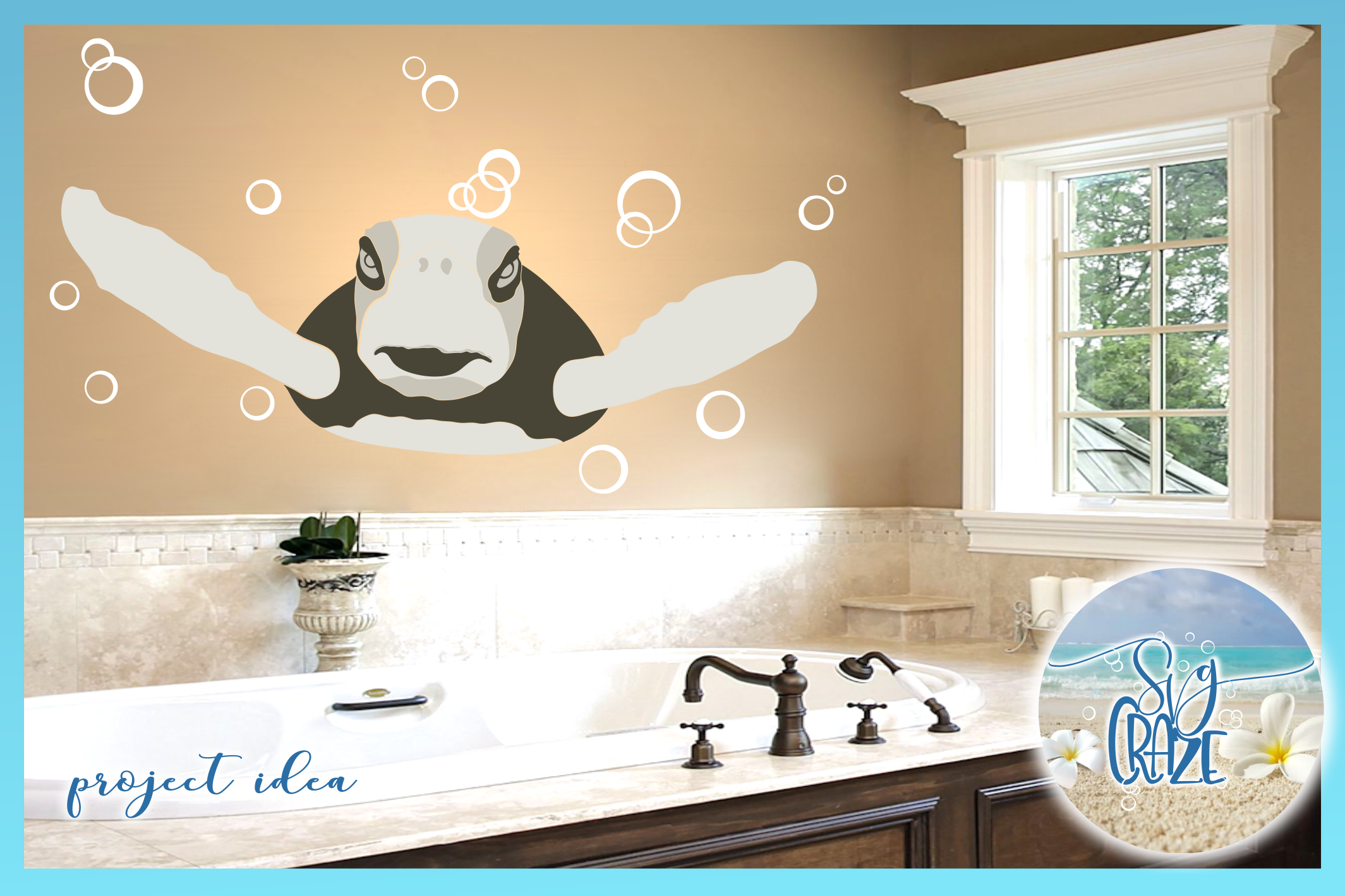 Sea Turtle Swimming With Bubbles SVG (175218) | SVGs | Design Bundles