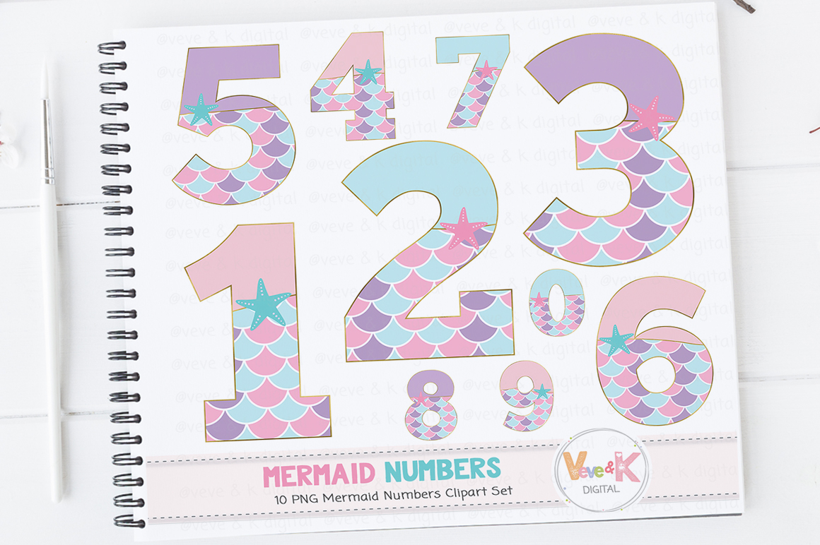 Mermaid Numbers, Mermaid Numbers Clipart, Numbers Clipart, Mermaid ...