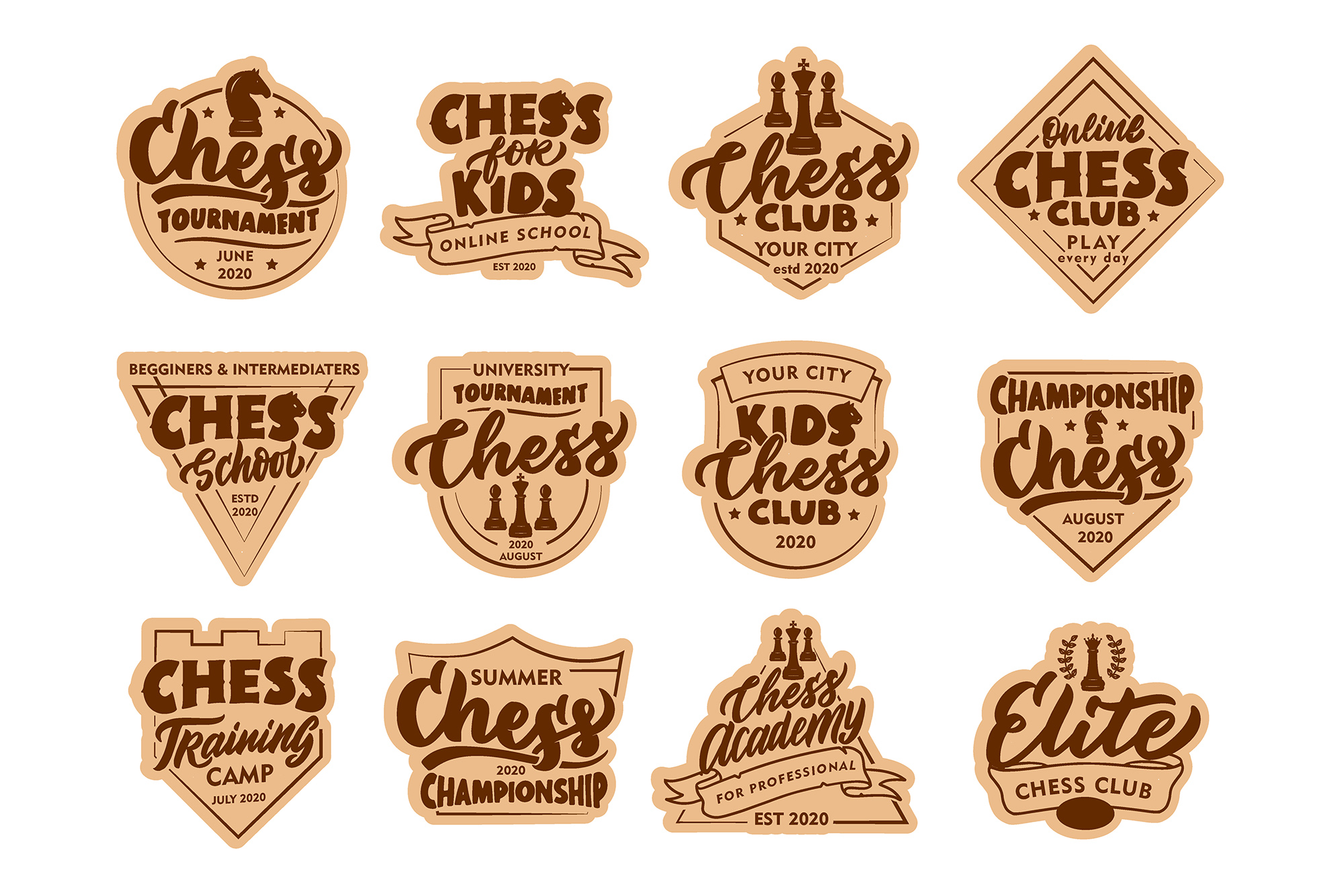 Set of vintage Chess logos (522183) | Logos | Design Bundles