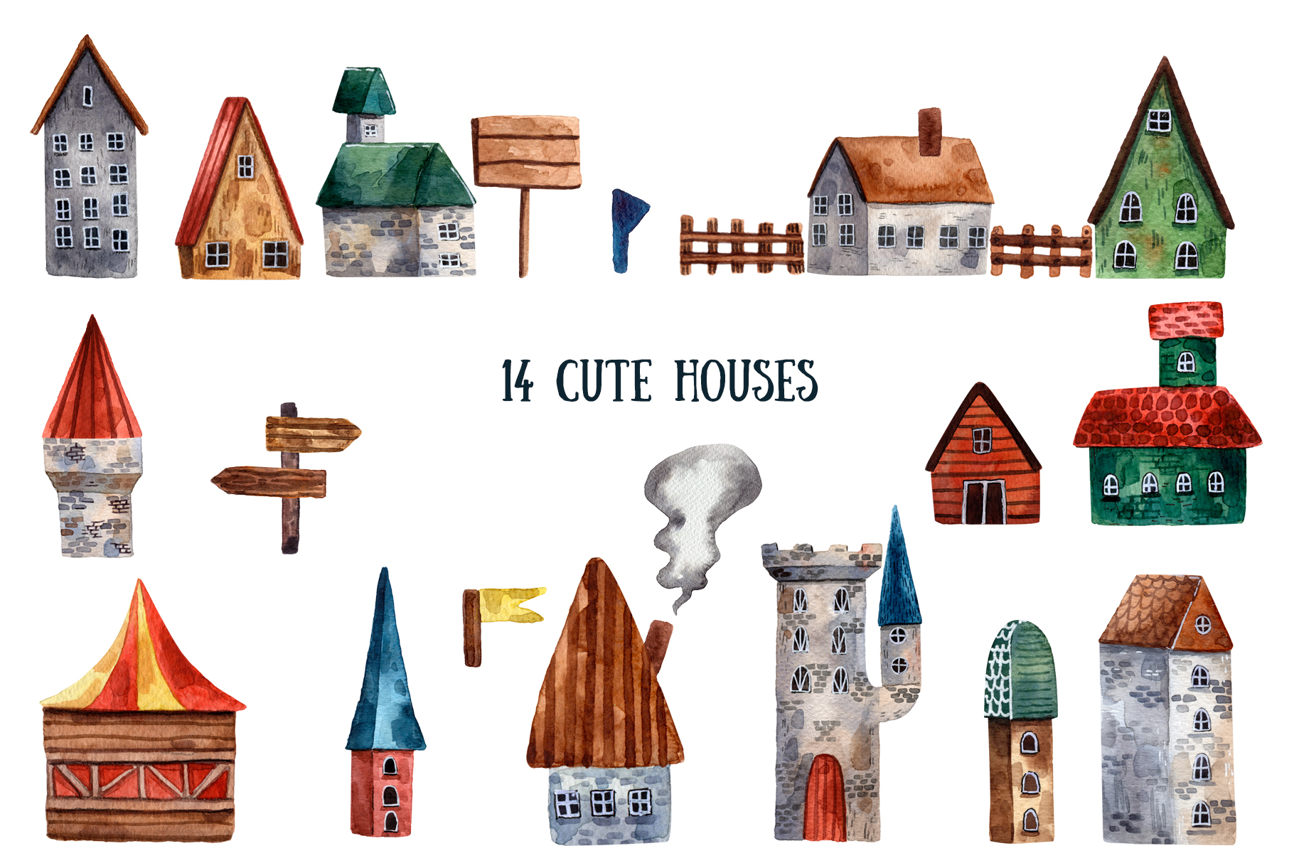 Cute Travel Map - Watercolor Clip Art Set (517481) | Illustrations ...