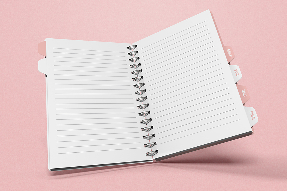 Spiral Notebook With Tabs Mockup