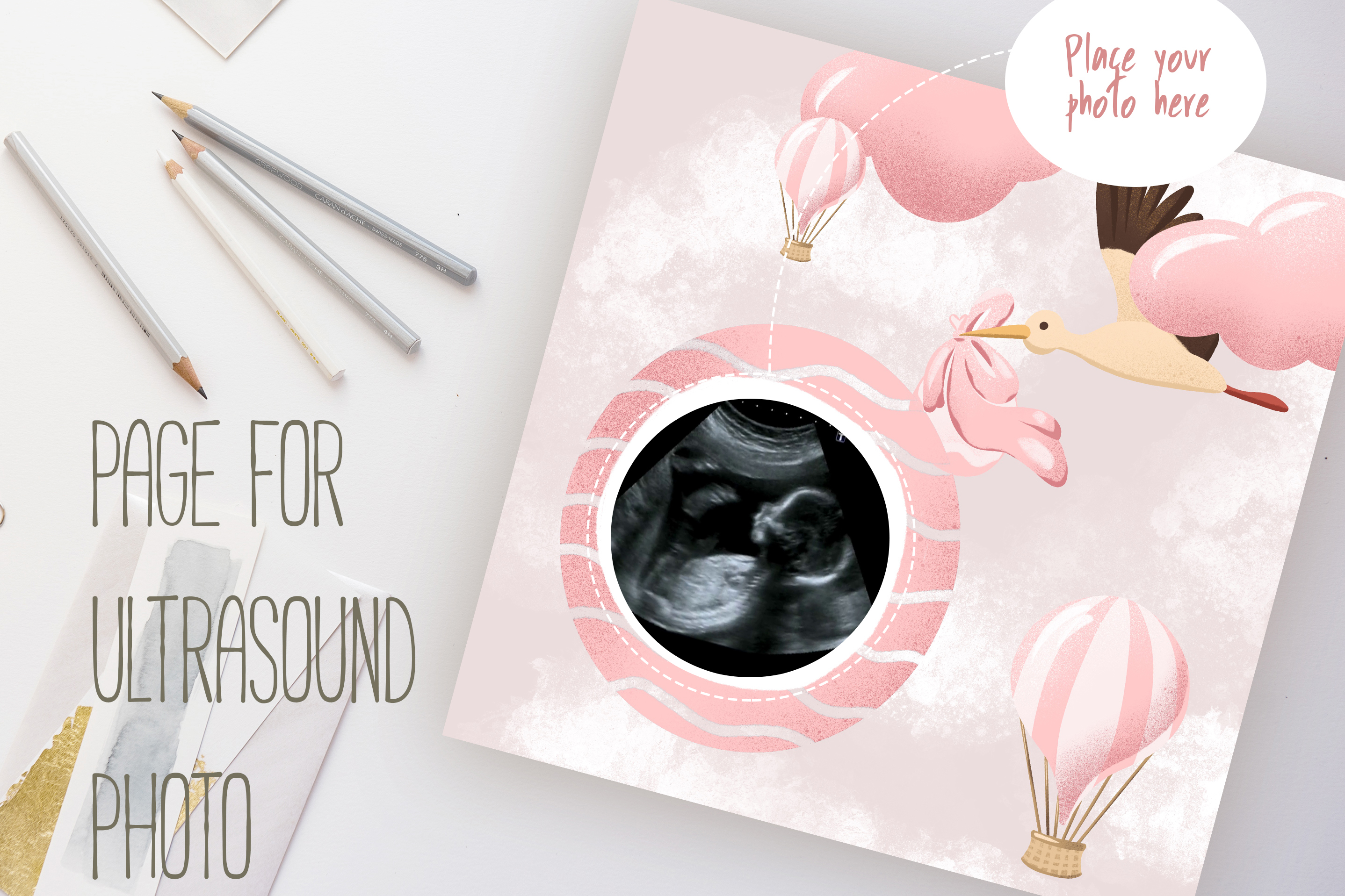 Baby girls paper design for scrapbooking