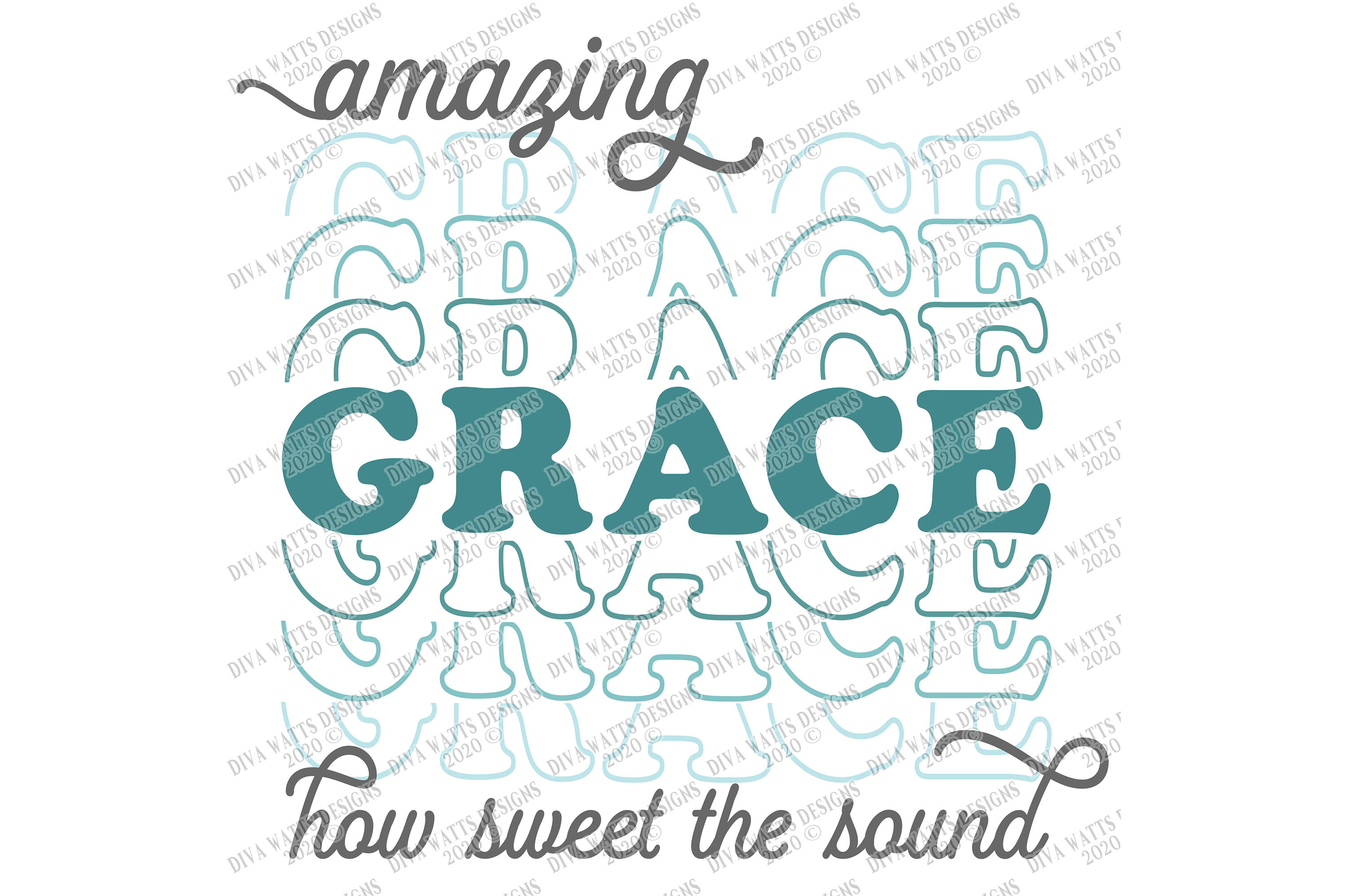 Amazing Grace How Sweet The Sound - Stacked Letters - SVG