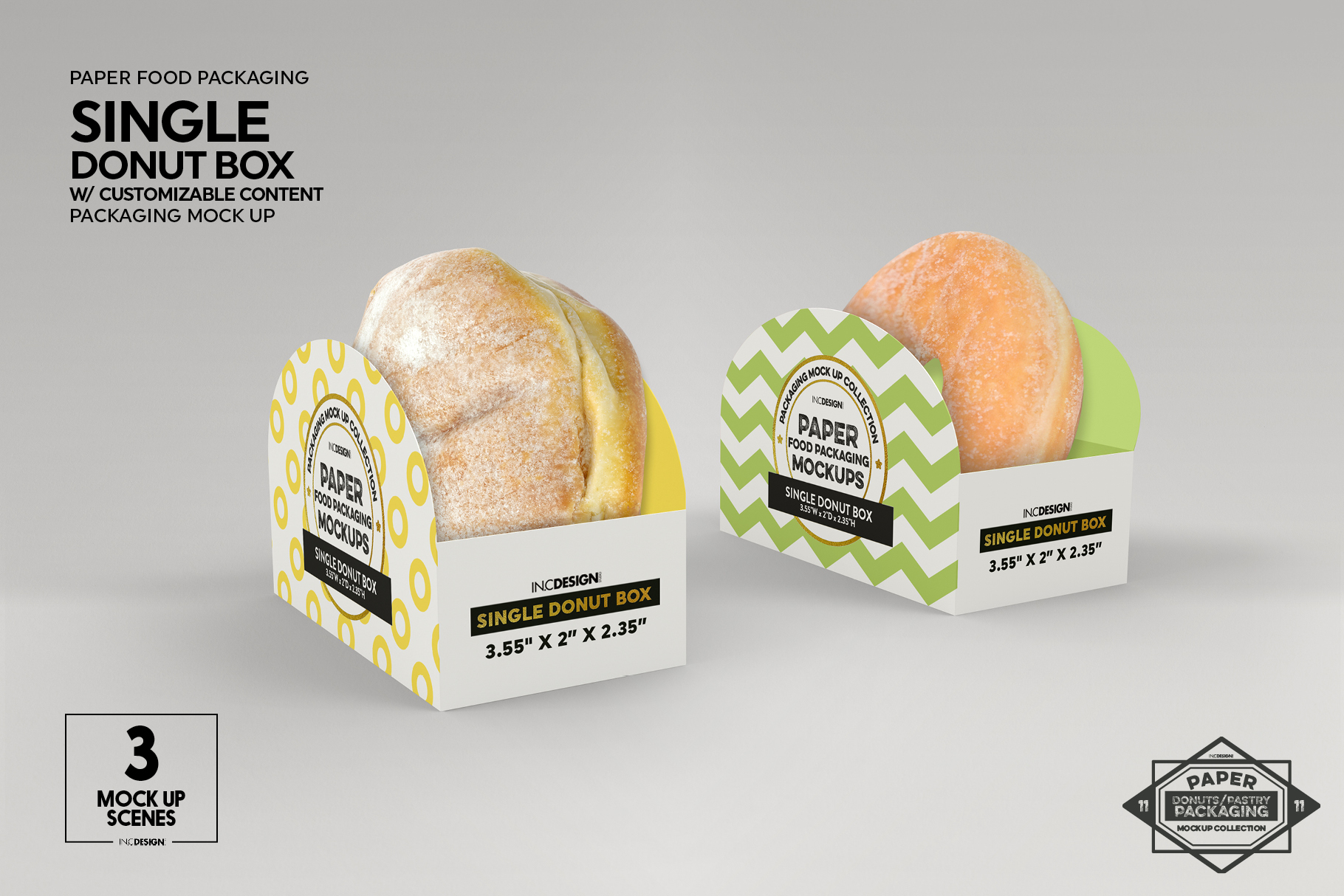 Single Donut Box Packaging Mockup
