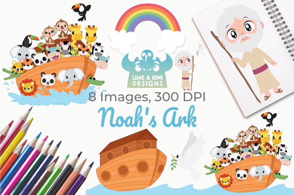 Noah's Ark Clipart, Instant Download Vector Art