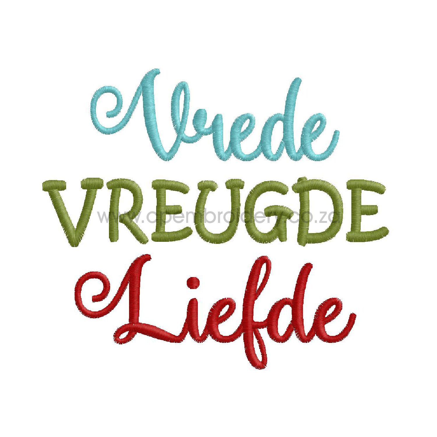 Afrikaans Words Embroidery Design