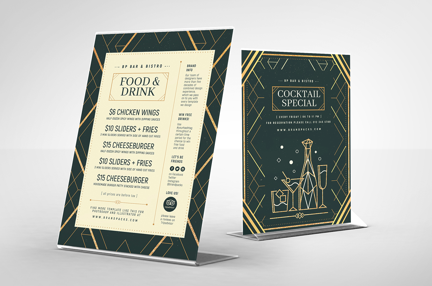 Art Deco Menu Template (355940) | Flyers | Design Bundles