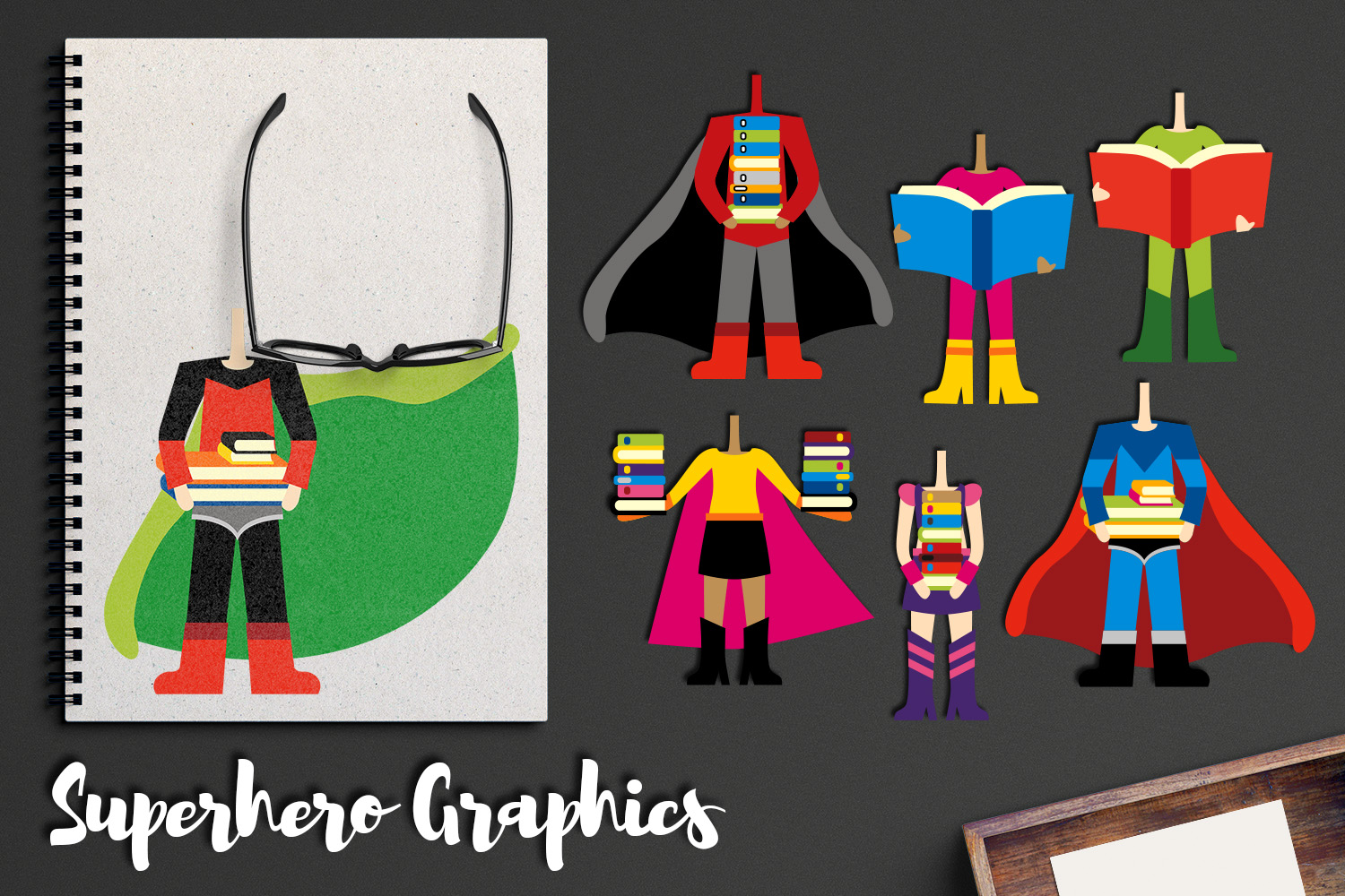Mix and Match Superhero Body and Head - Graphics Bundle