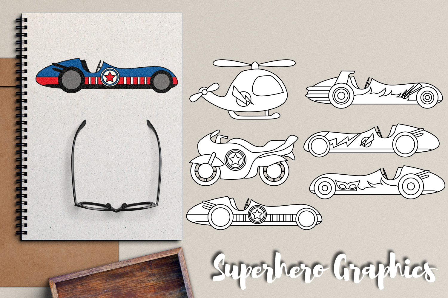 Superhero transportation graphic illustration