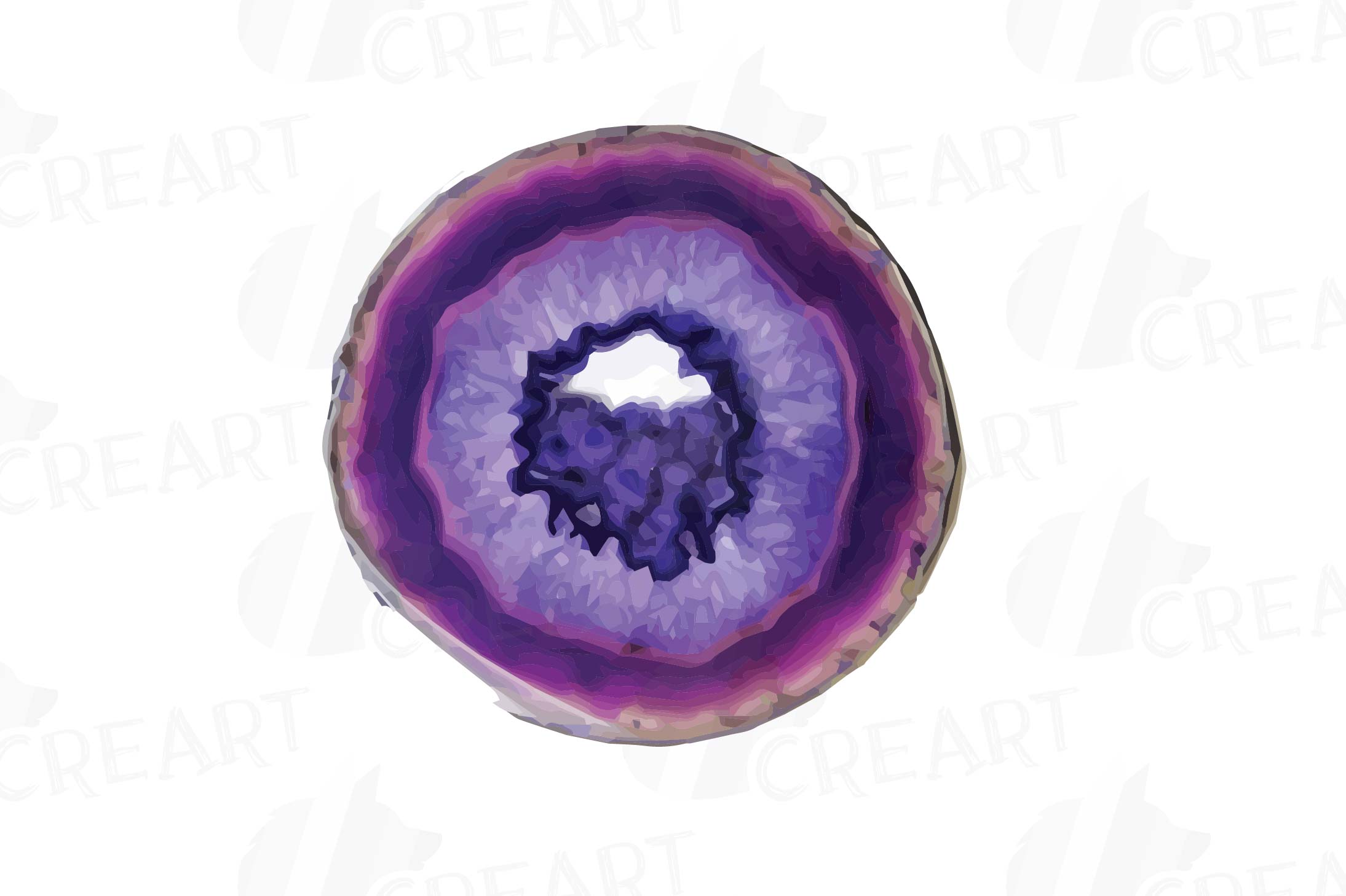 Agate slice watercolor, mineral agate slice clip art (106479 ...