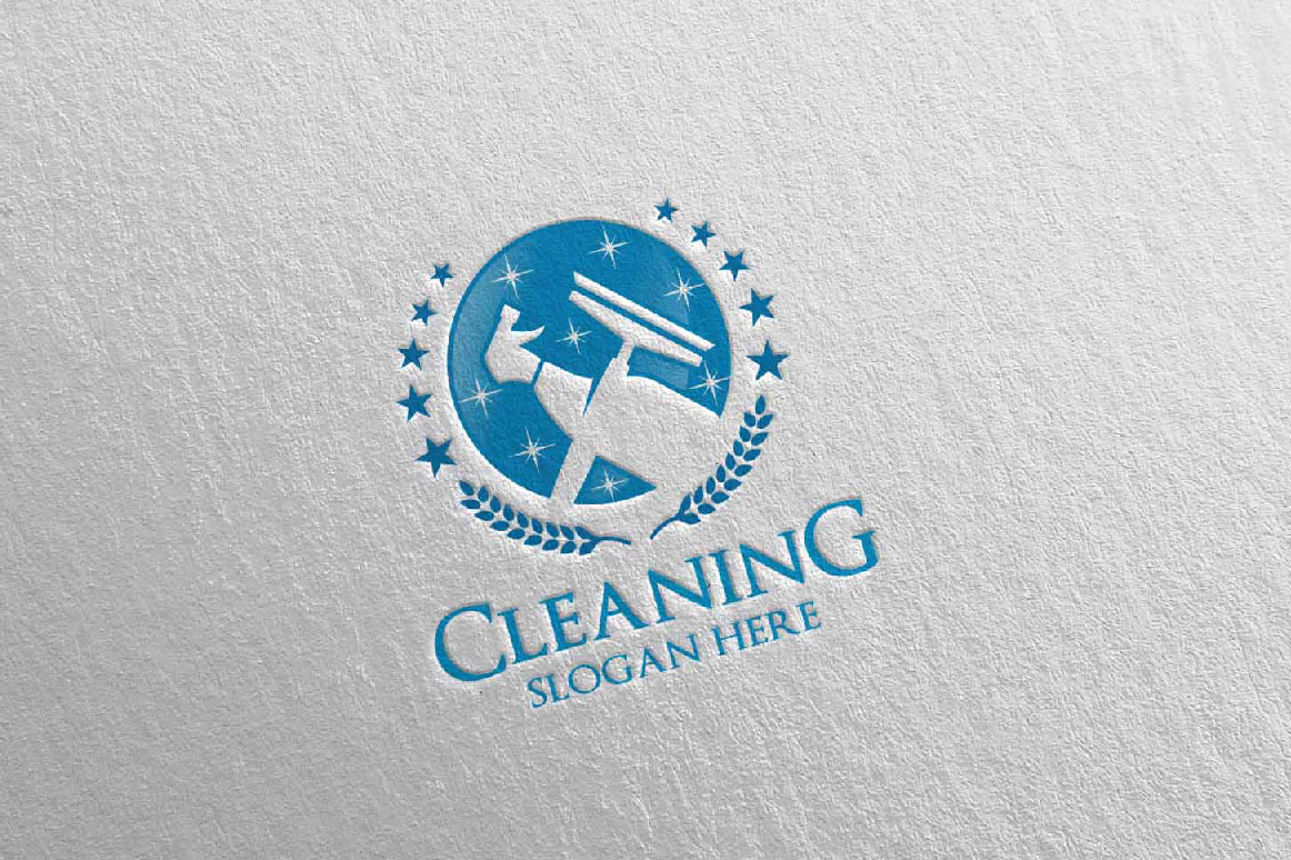 Cleaning Service Vector Logo Design (69284) | Logos | Design Bundles