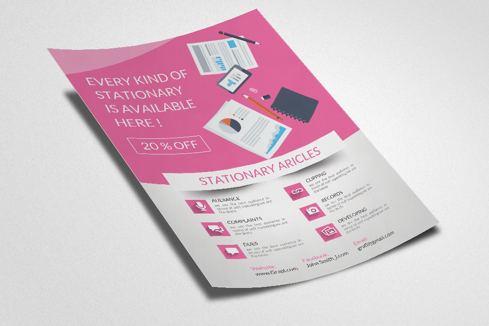Stationary Store Promotional Flyer Template