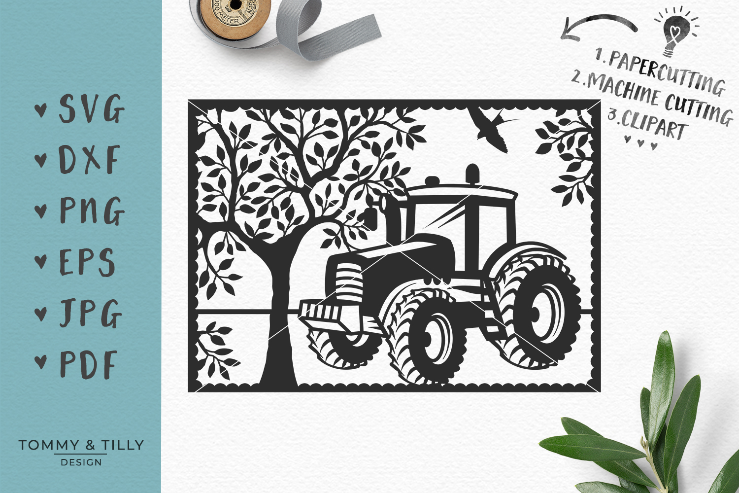 Tractor Scene - SVG DXF PNG EPS JPG PDF Cutting File
