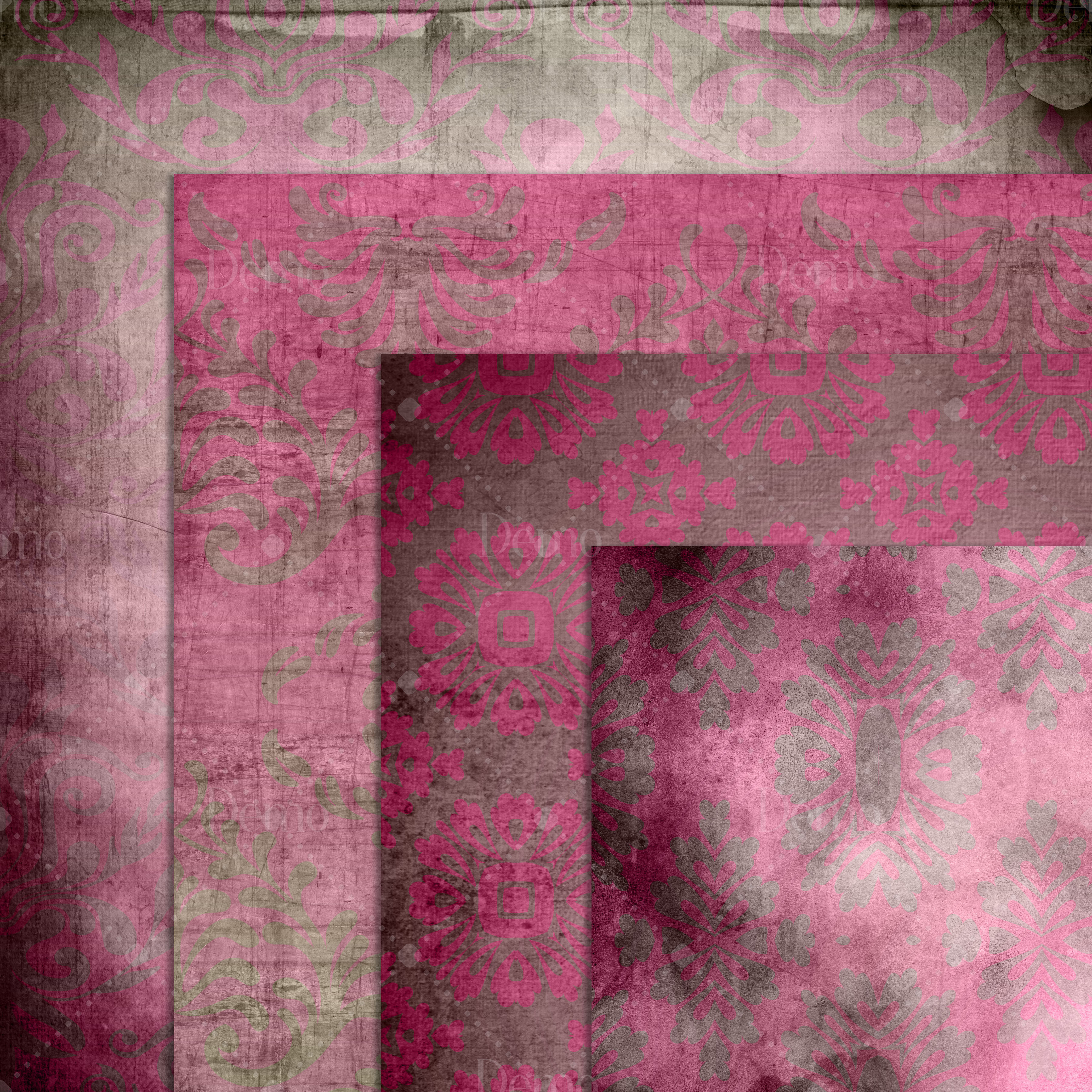 16 Distressed Pink Damask Grunge Texture Papers (99474) | Patterns ...