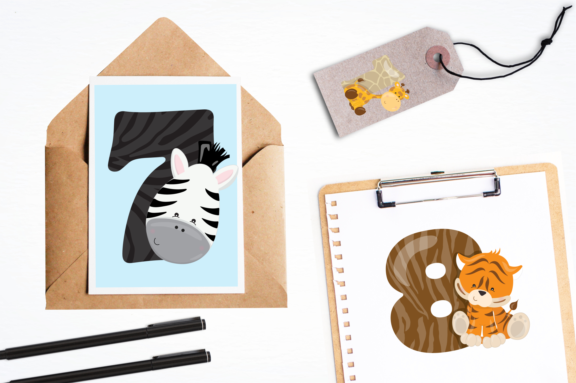 Safari Numbers graphics and illustrations