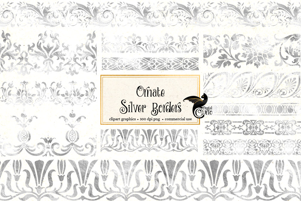 Ornate Silver Borders Clipart