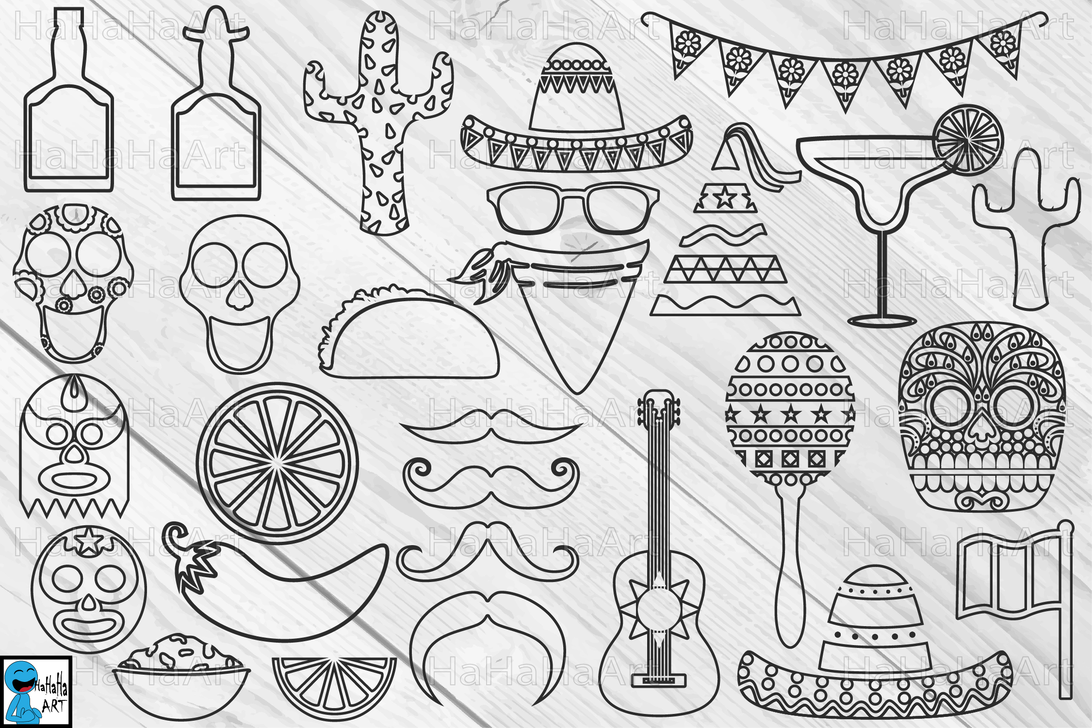 Outline Fiesta Monogram - Clip art / Cutting Files - 33c (140993 ...