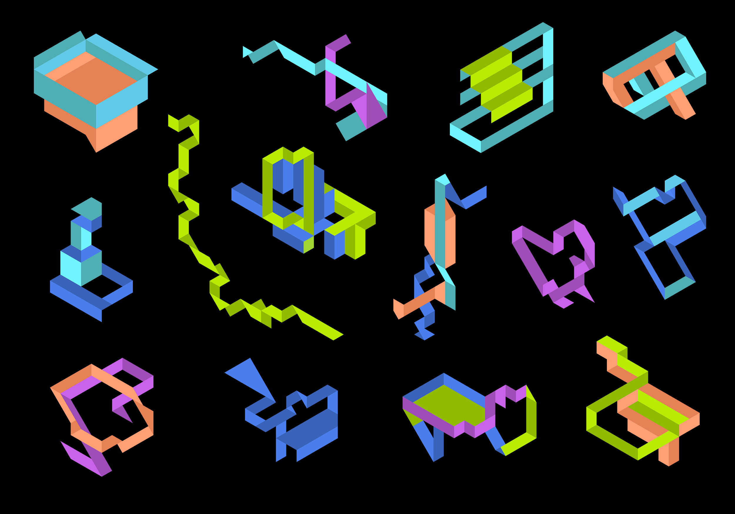Playful Geometry. 42 vector isometric shapes (161142) | Illustrations ...