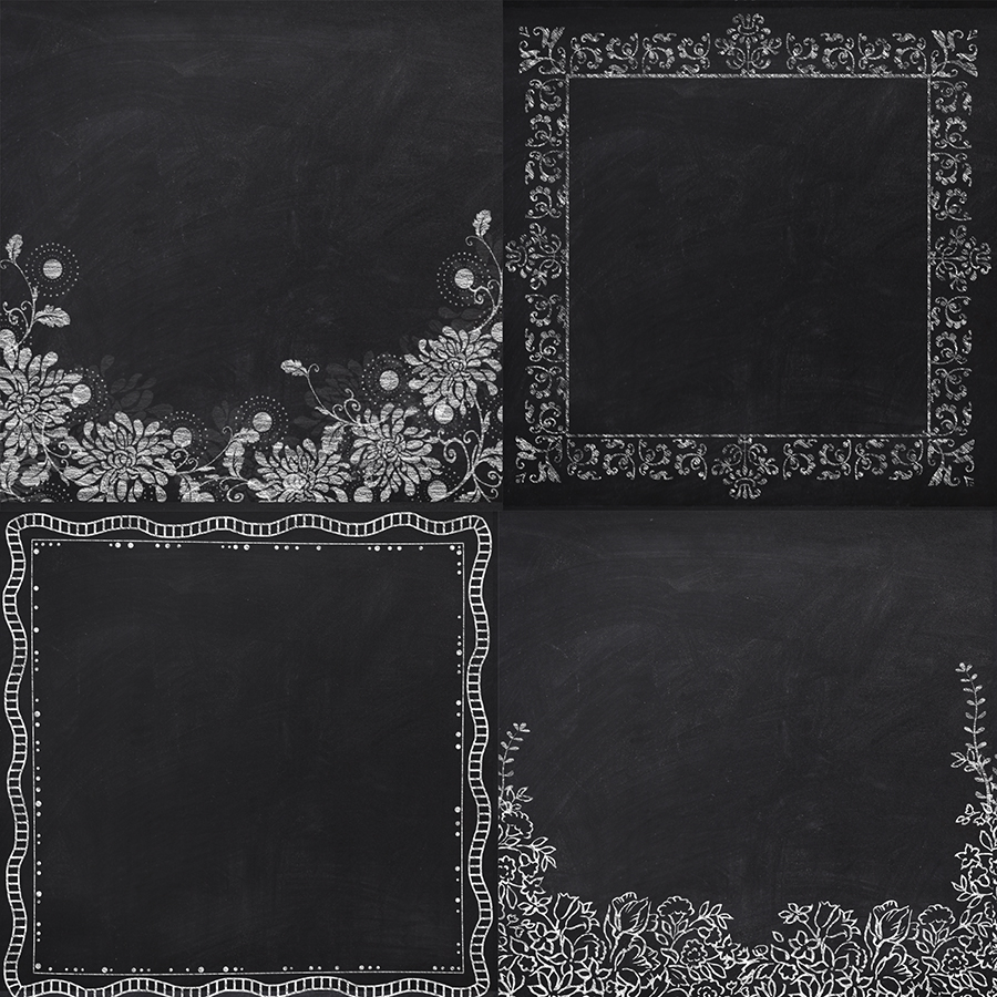 Chalkboard Frame Papers 12: Digital Paper Pack