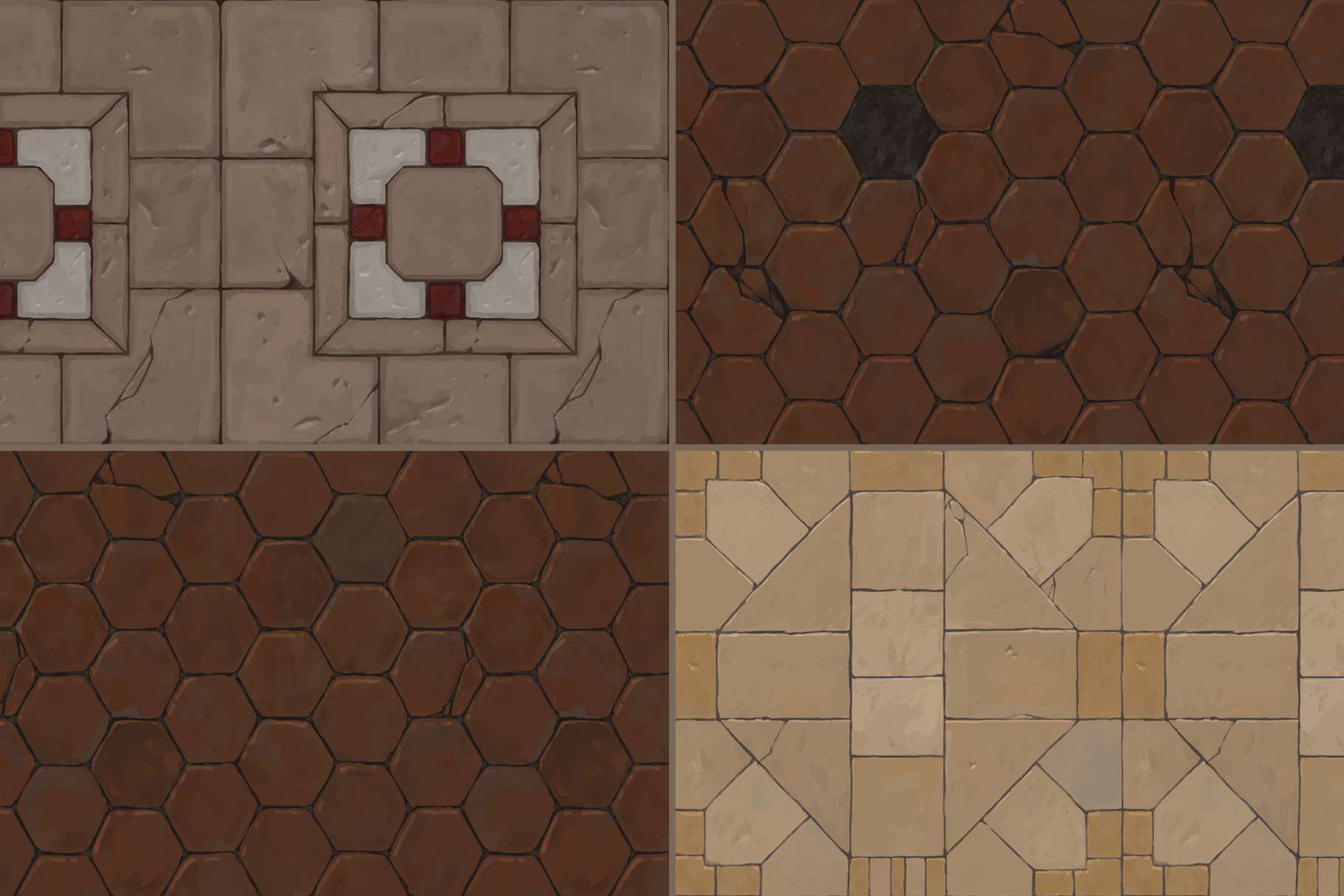 Hand-painted medieval floor textures |Tileable