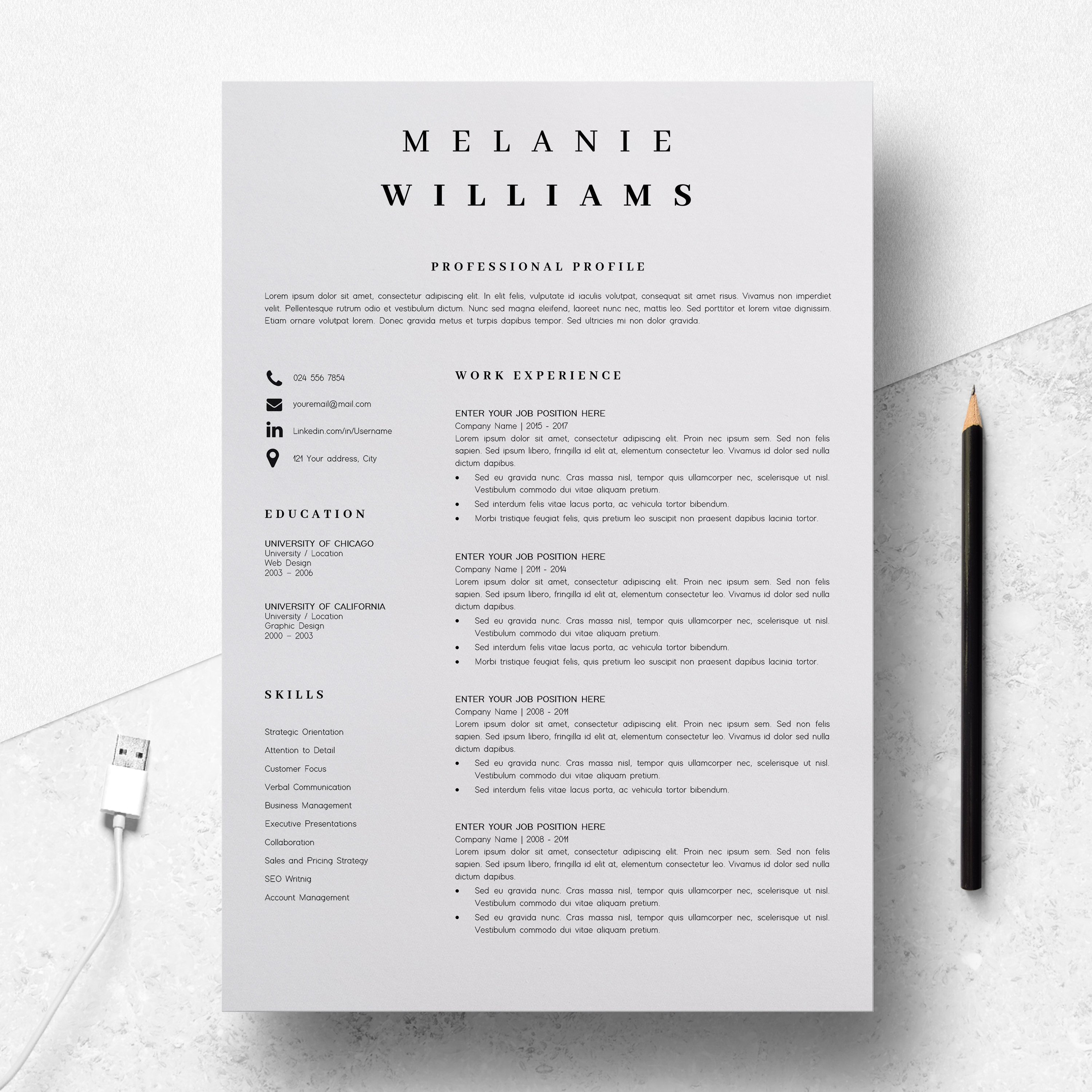 Resume Template Minimalist CV Template Word Melanie 240377 