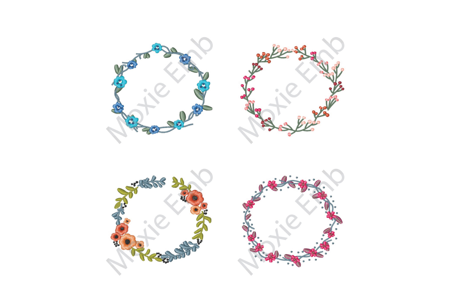 Flower Wreath Machine Embroidery Bundle, Laurel Embroidery Designs