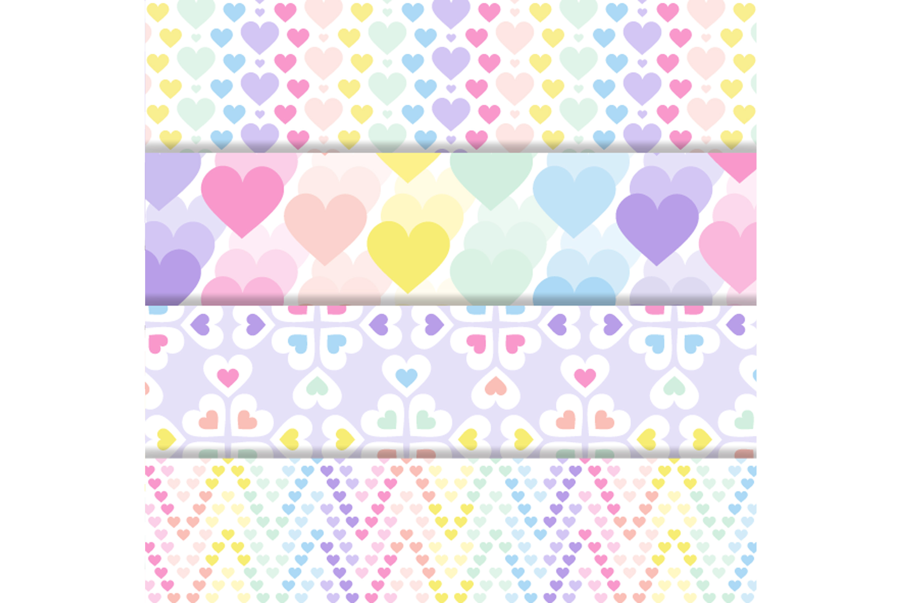 Pastel Heart Background, Rainbow Digital Paper Pack