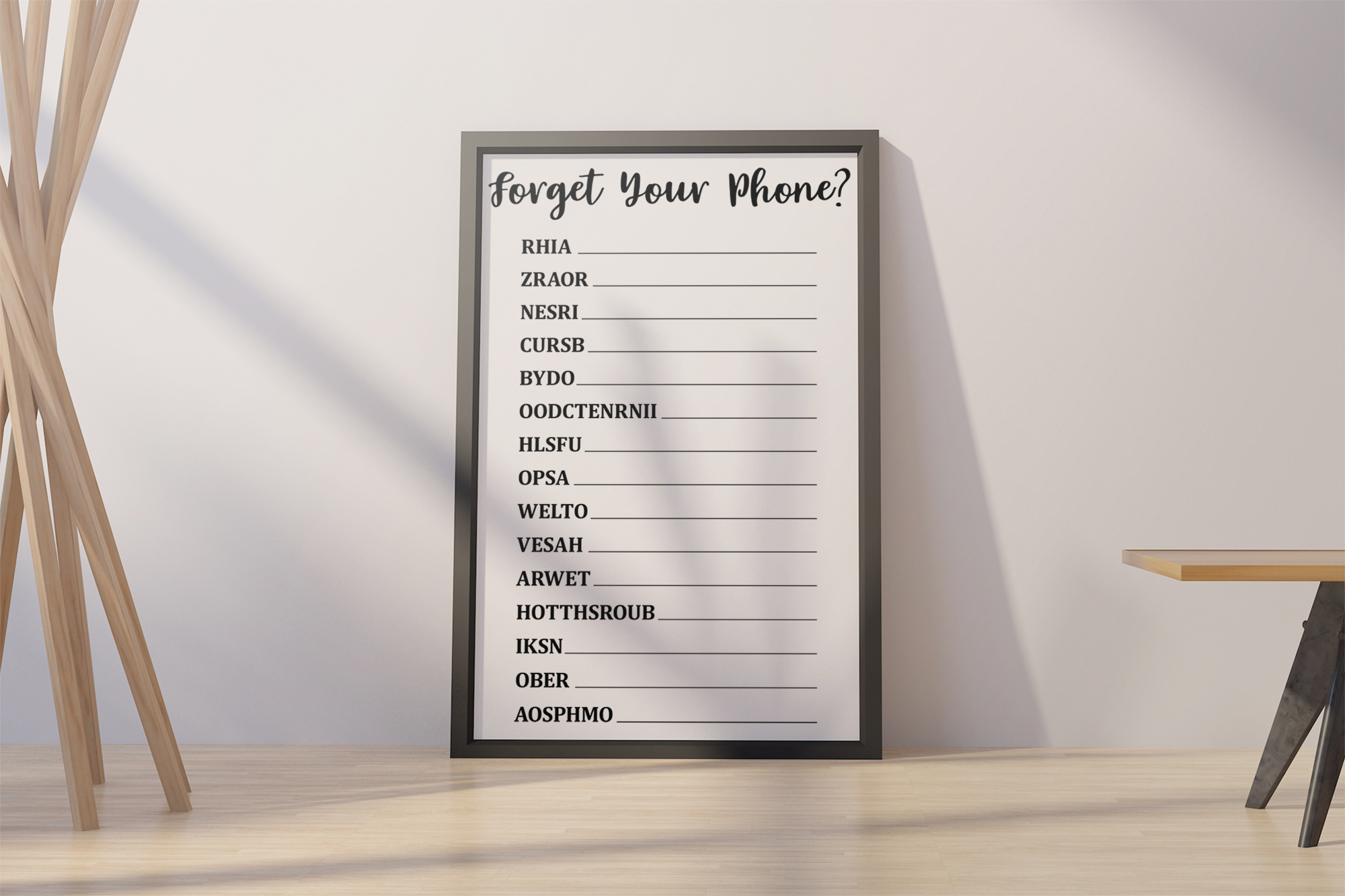 Forget Your Phone Funny Bathroom Word Scramble Sign SVG EPS