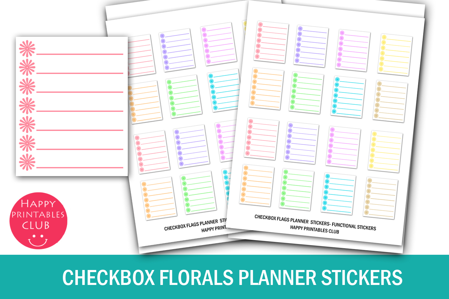 Checkbox Florals Planner Stickers-Floral Checklists Stickers