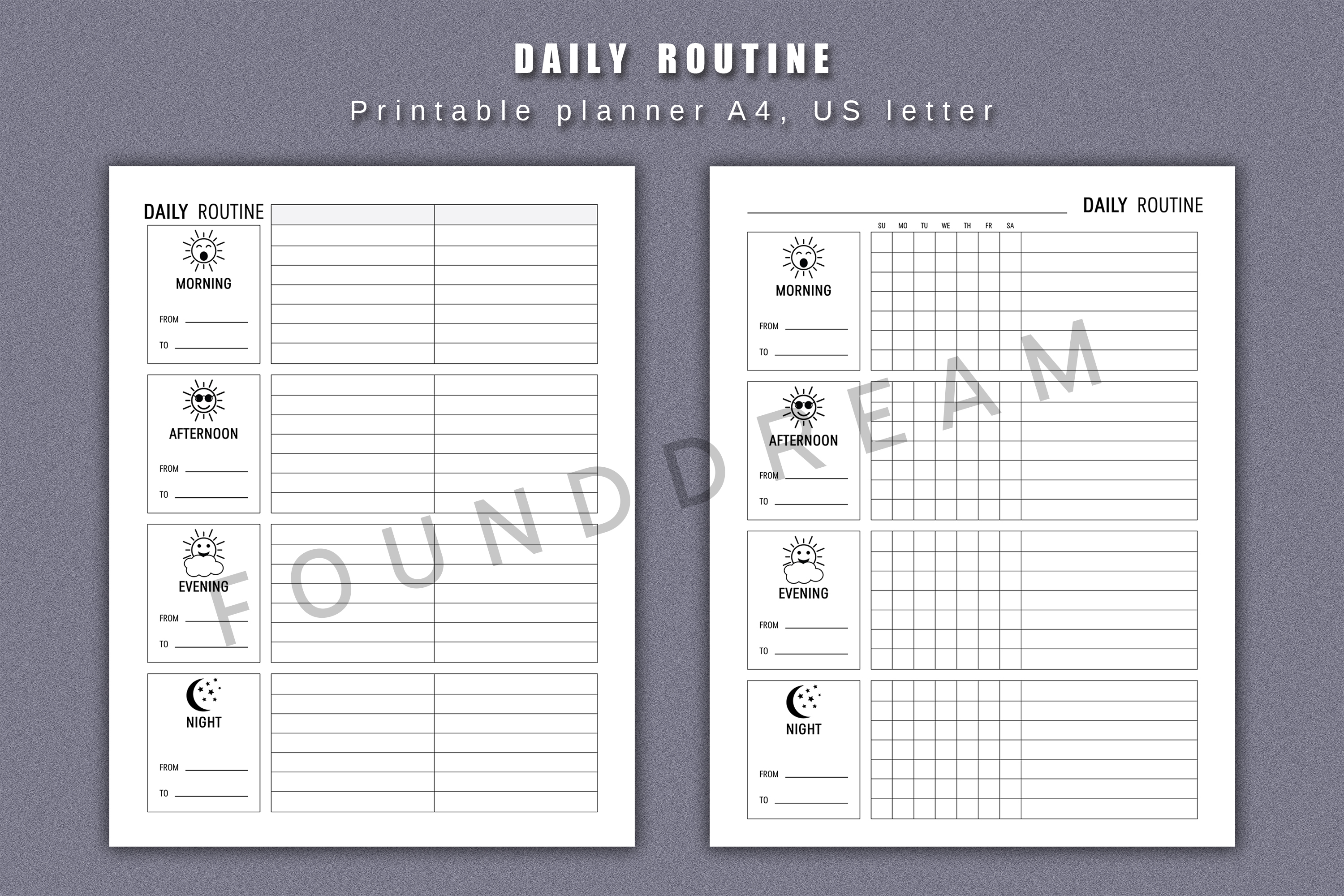 Daily Routine Planner Printable (230732) | Resume Templates | Design ...