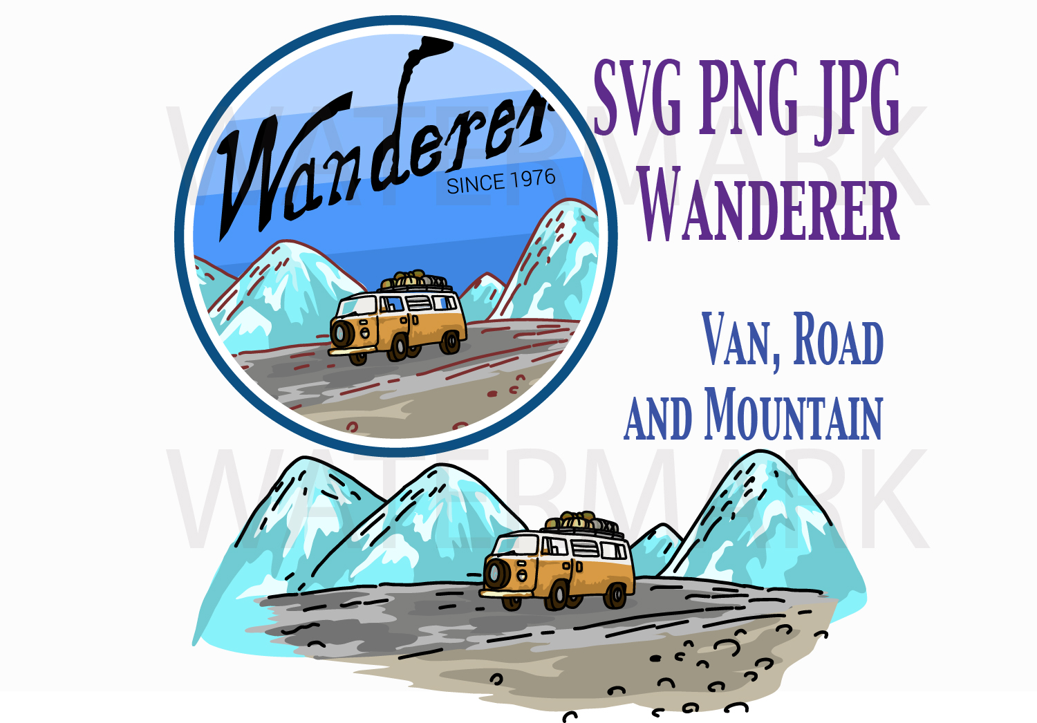 Wanderer Van Badge Logo - JPG PNG SVG - Hand Drawing Image (97954 ...