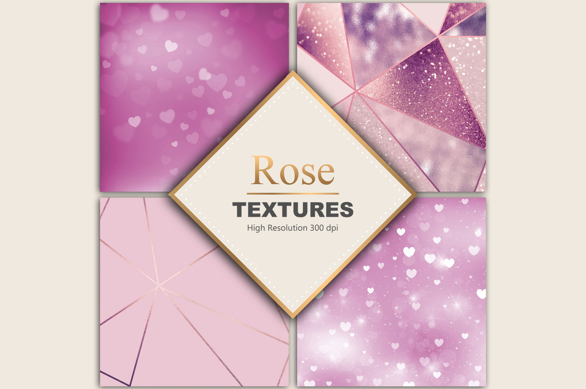 Rose Gold Foil and Glitter Textures