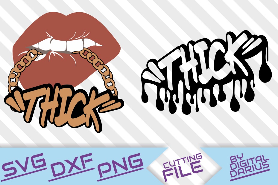 2x Thick Graffiti Svg Afro Woman Gold Chain Biting Lips