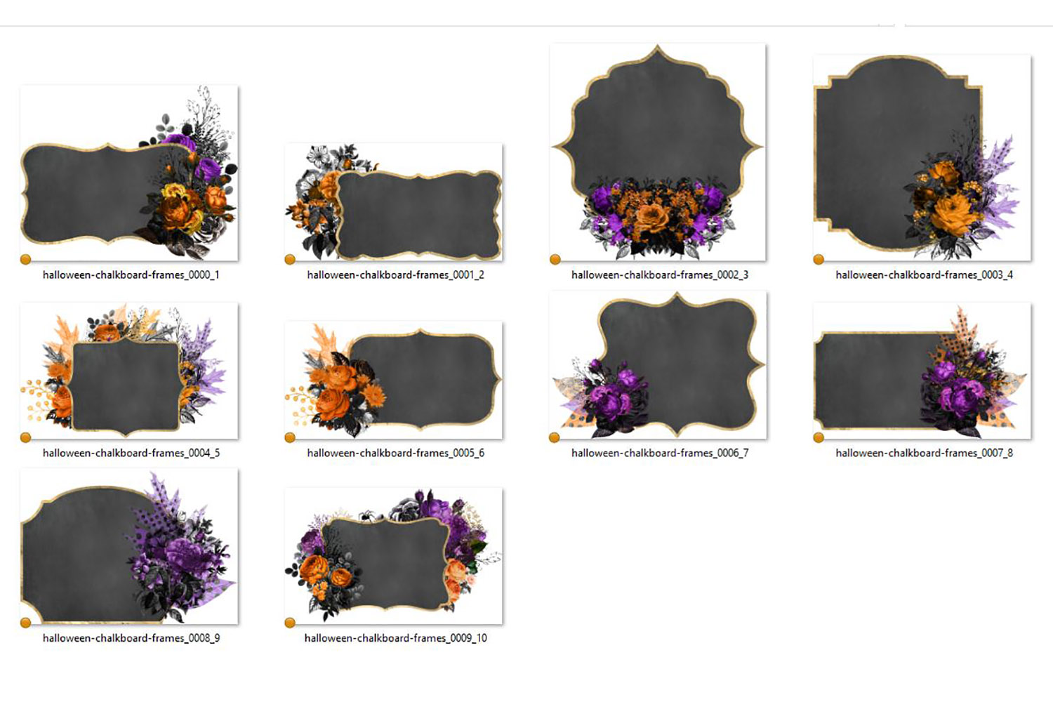 Halloween Chalkboard Floral Frames Clipart (116416) | Illustrations ...