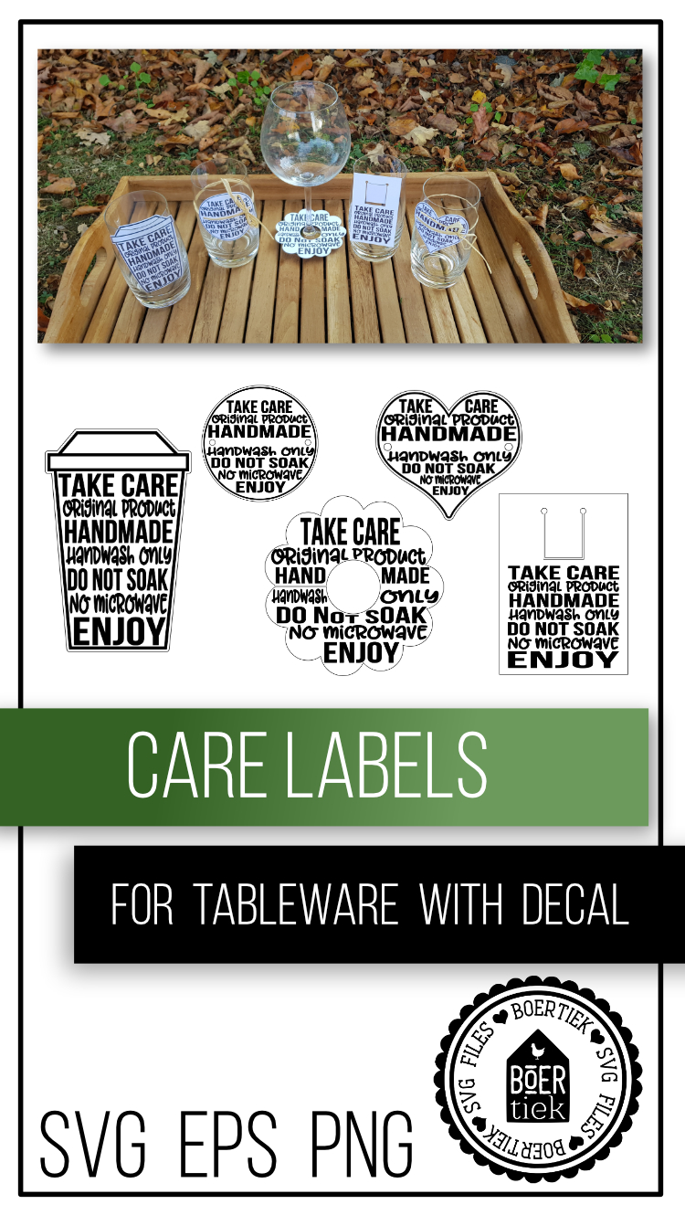 Care labels for tableware made with decal, etc. Print & Cut.