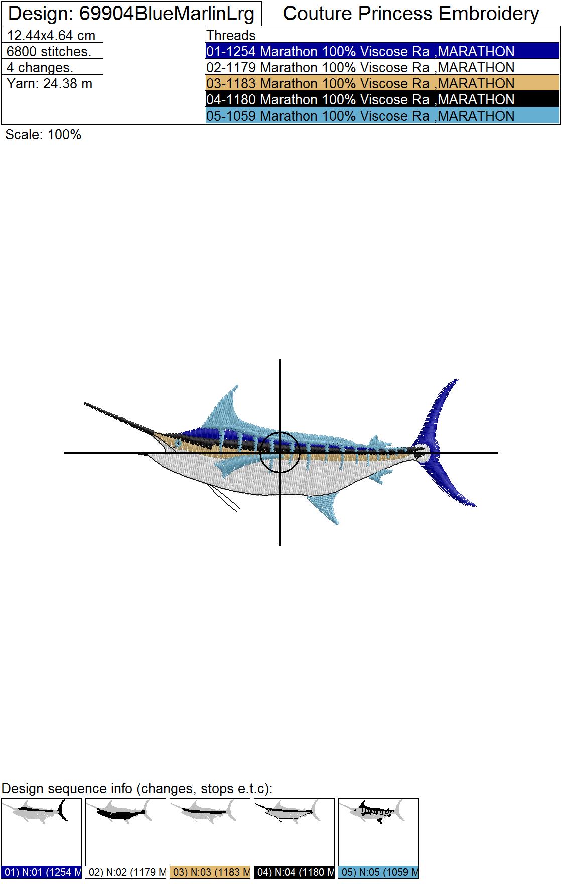 Blue Marlin Fish Machine Embroidery Design (98621) | Embroidery ...
