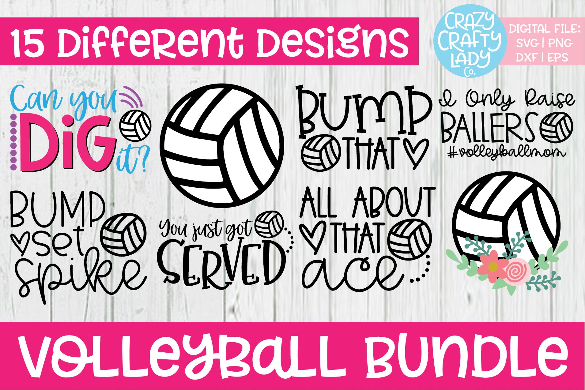 Volleyball SVG DXF EPS PNG Cut File Bundle