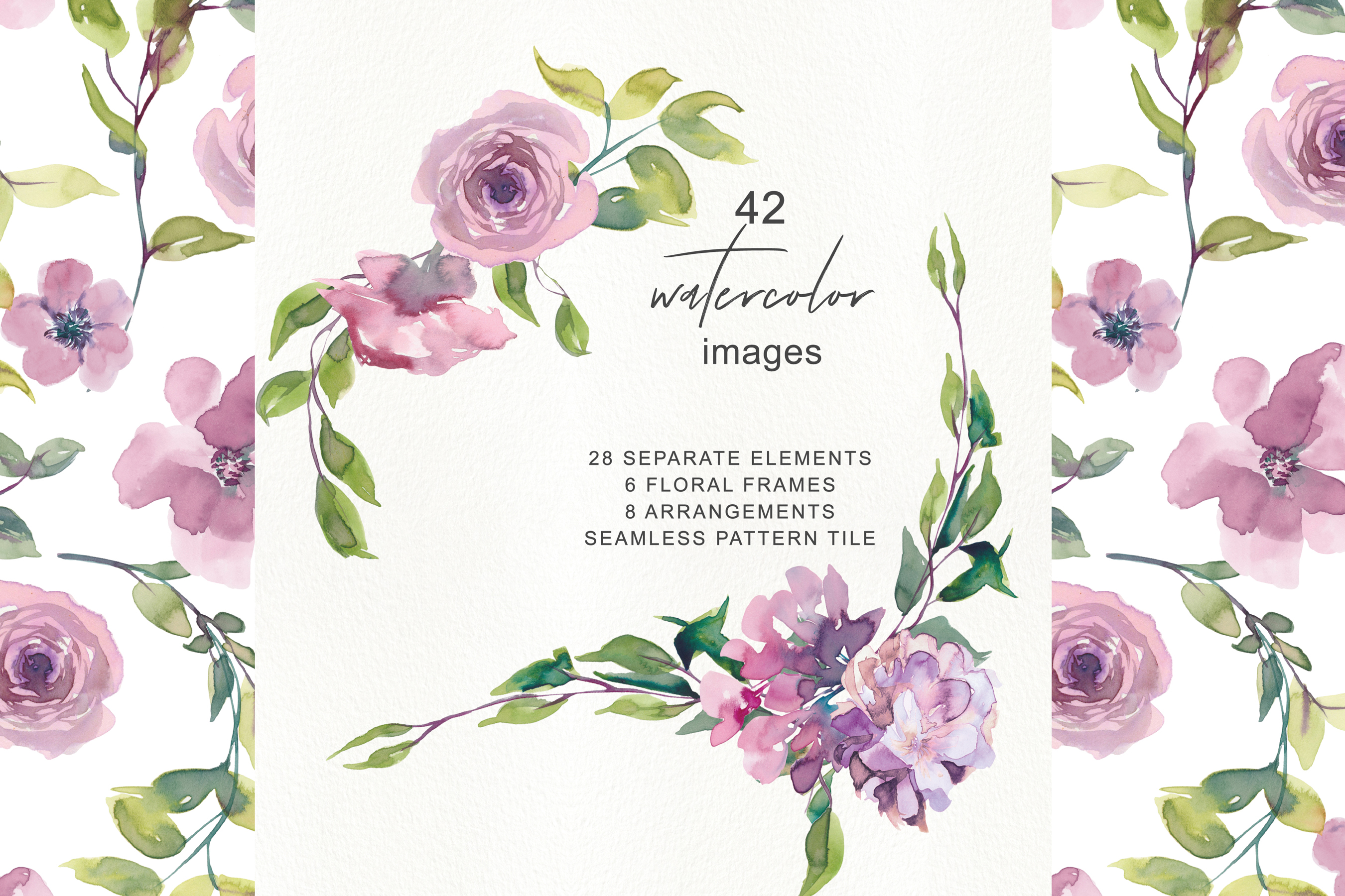 Watercolor Mauve Rose Clipart - Floral Frame Collection (167480 ...