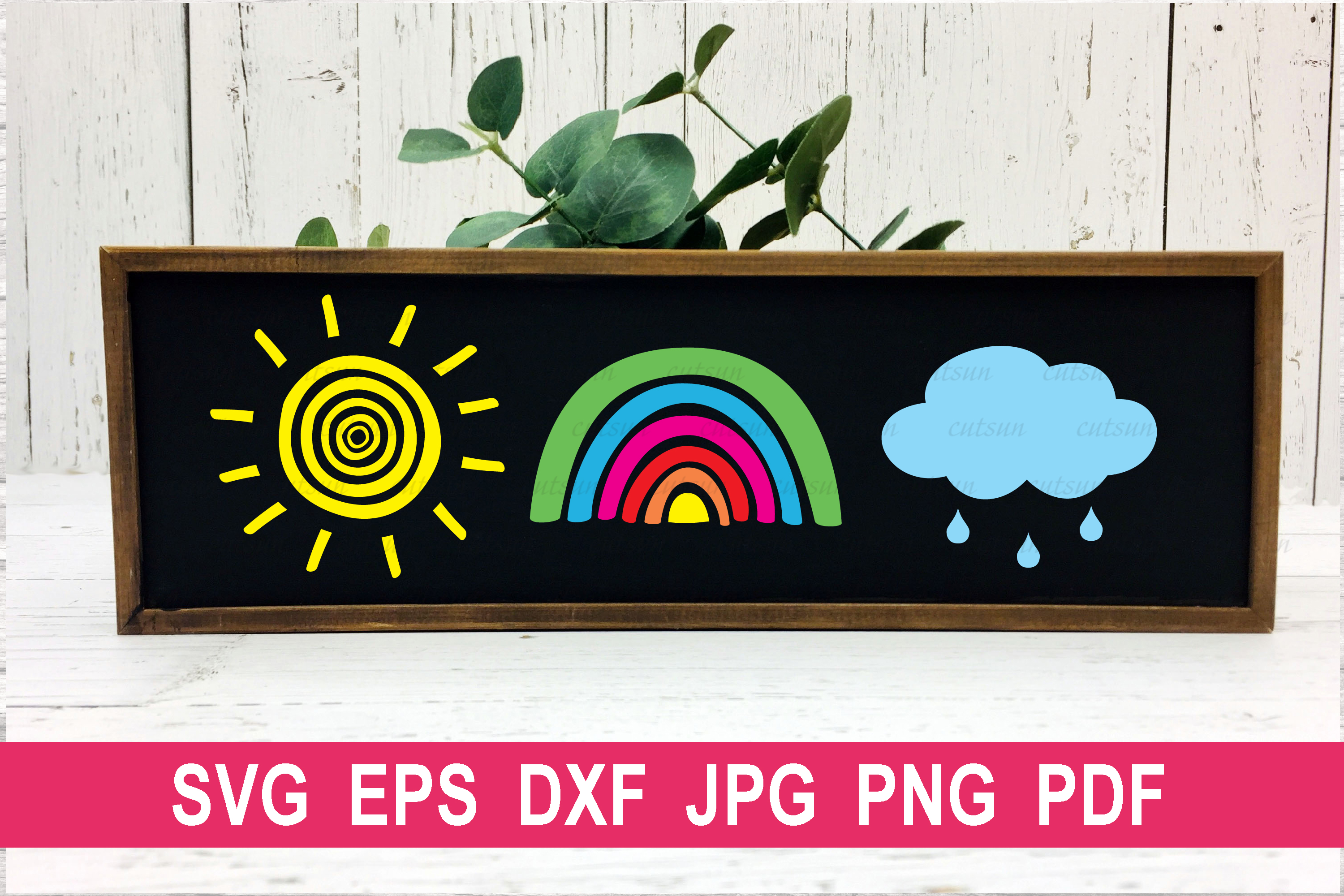 Rainbow Sun Cloud SVG