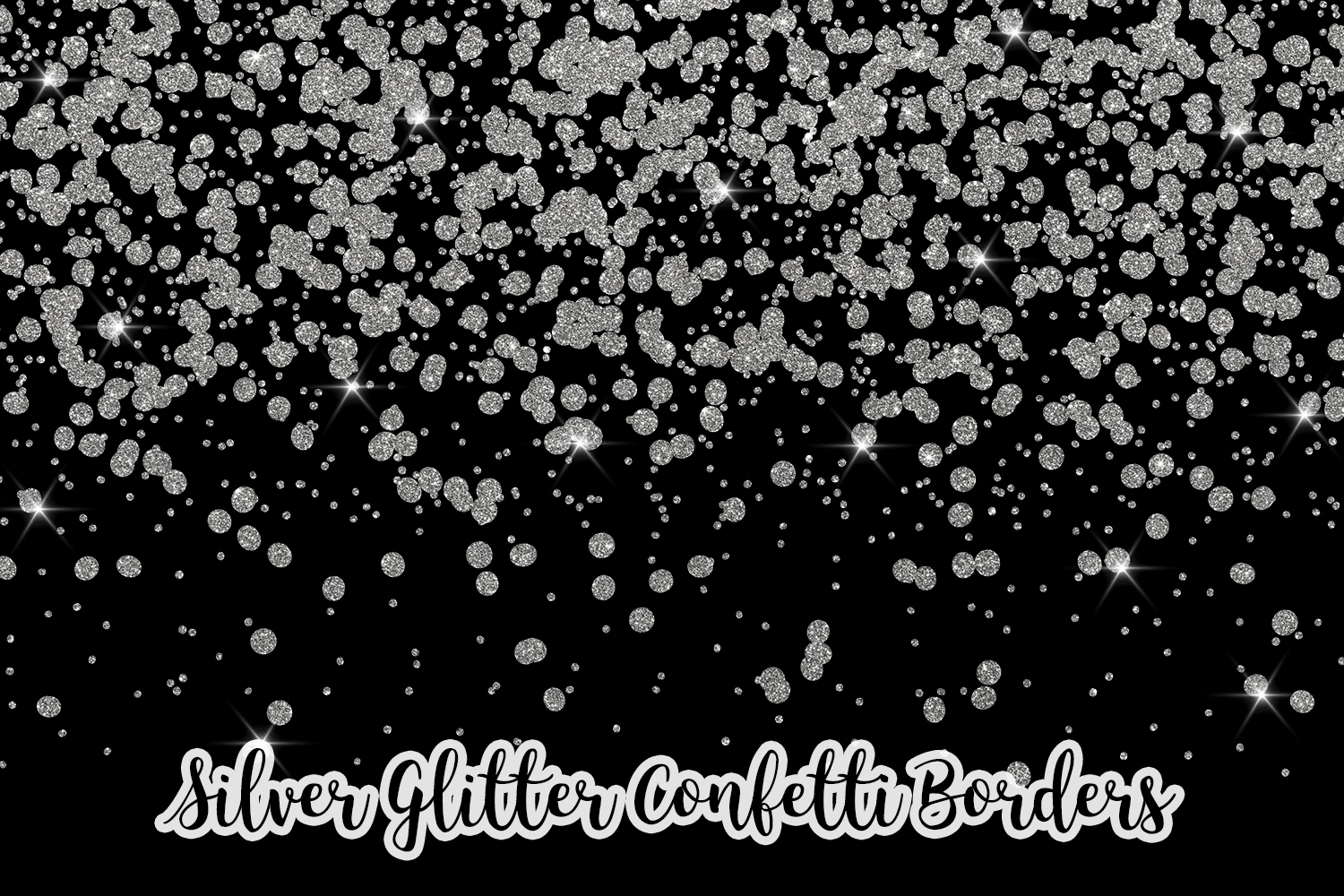 Silver Glitter Confetti Borders