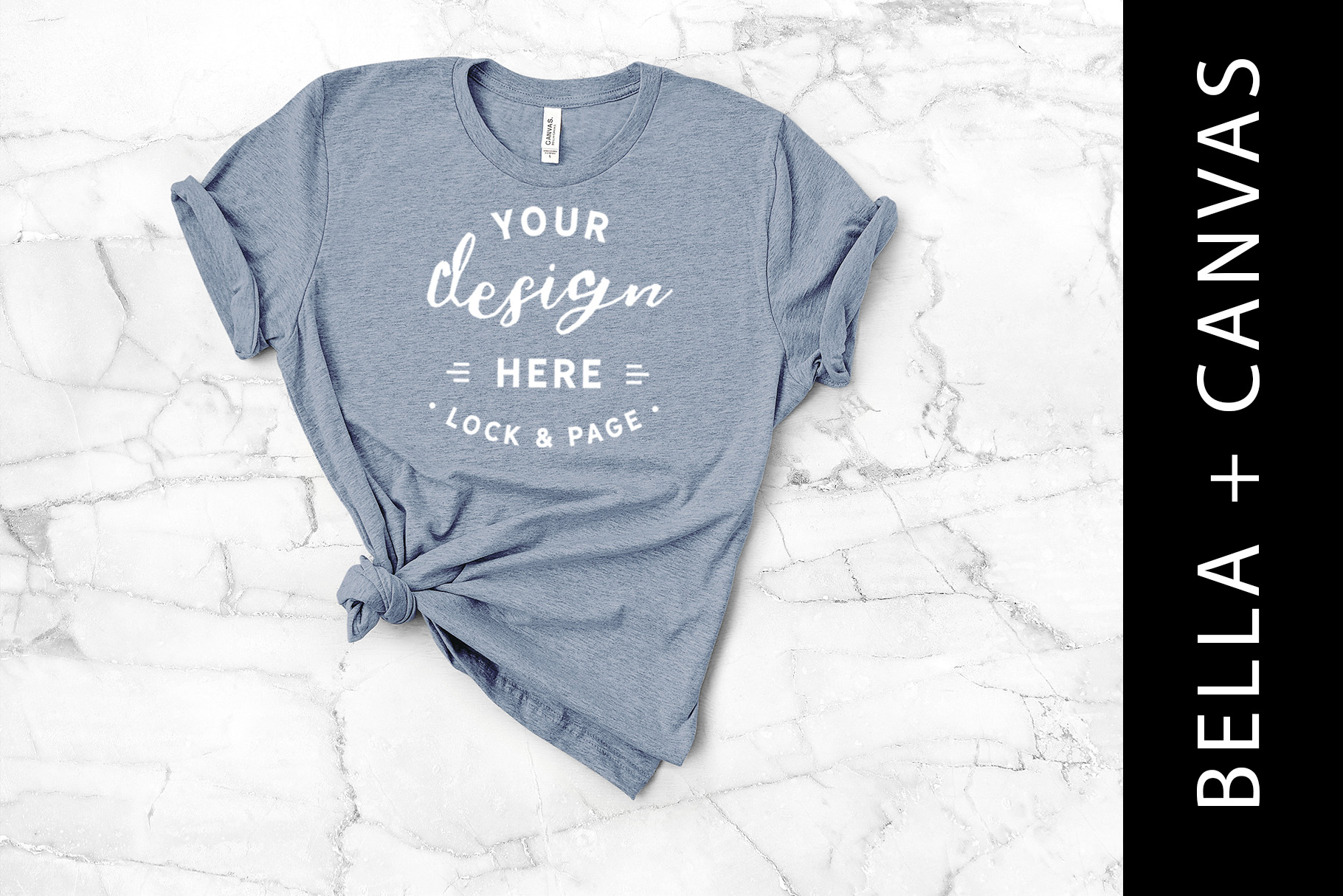Heather Slate Bella Canvas Mockup 3001 T-Shirt Flat Lay (146450) | Mock ...