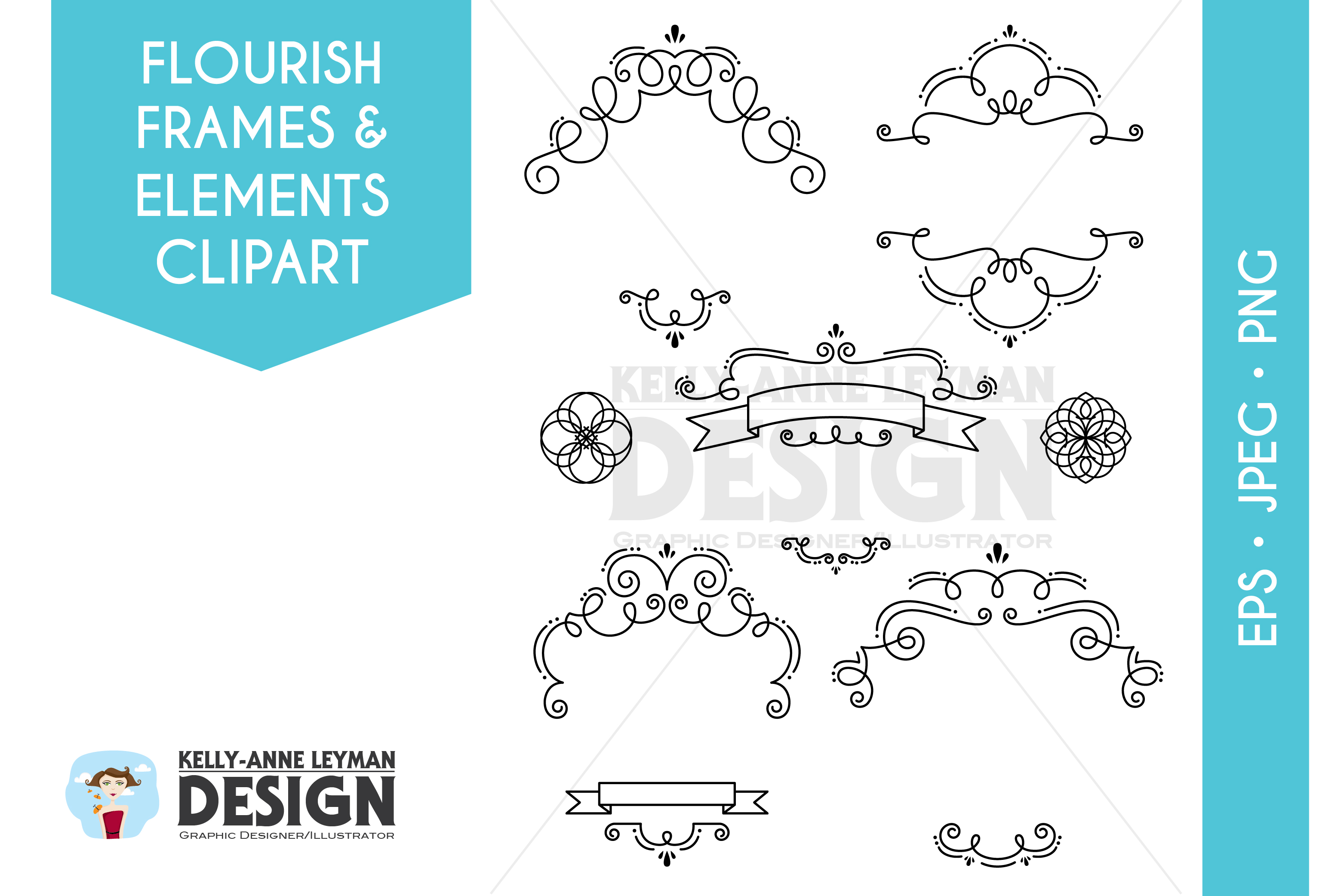 Swirl Digital Labels Clipart Set, Digital Frames (87283) | Decorations ...