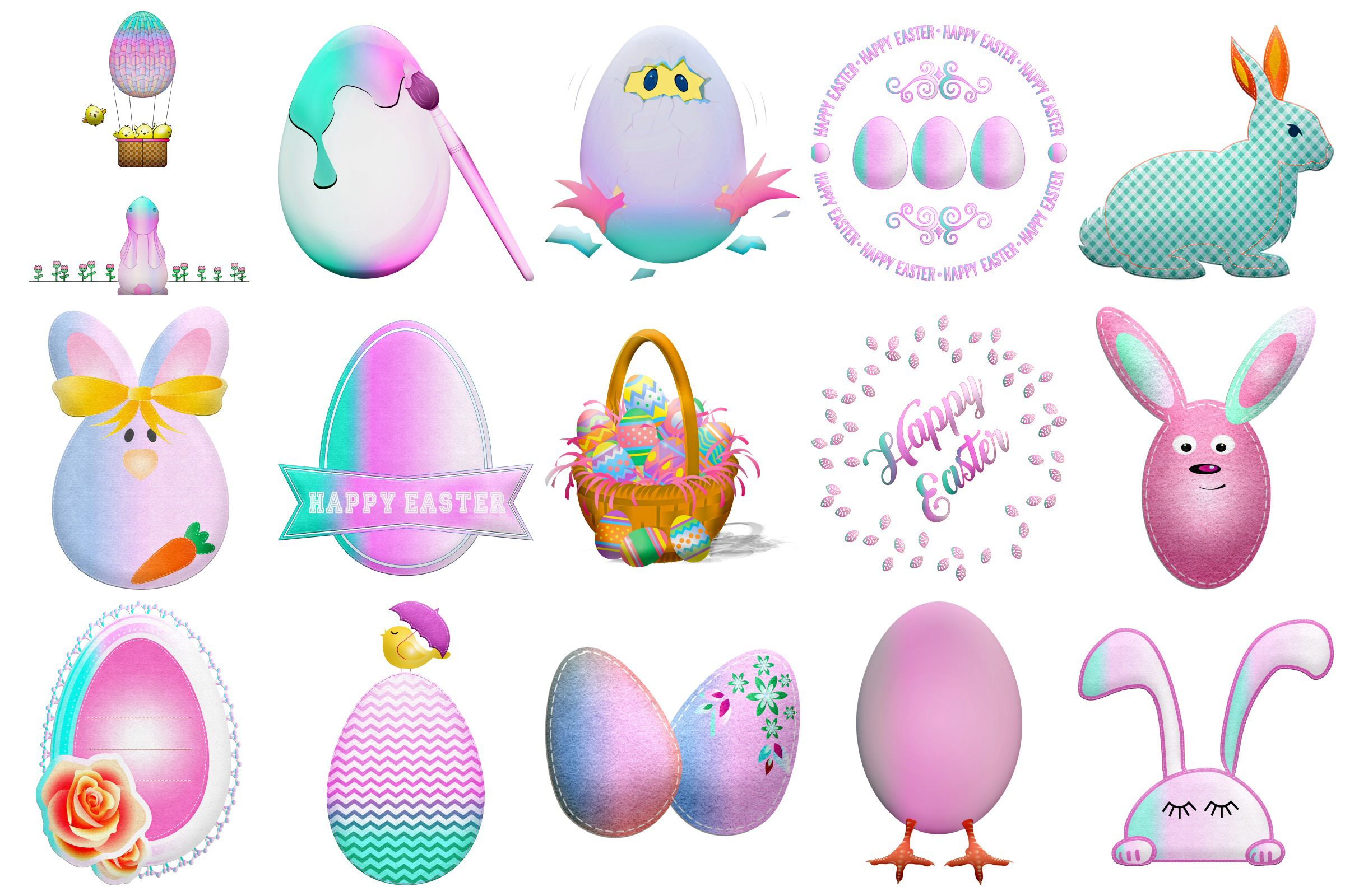 Easter Pastel Colors Clip Art