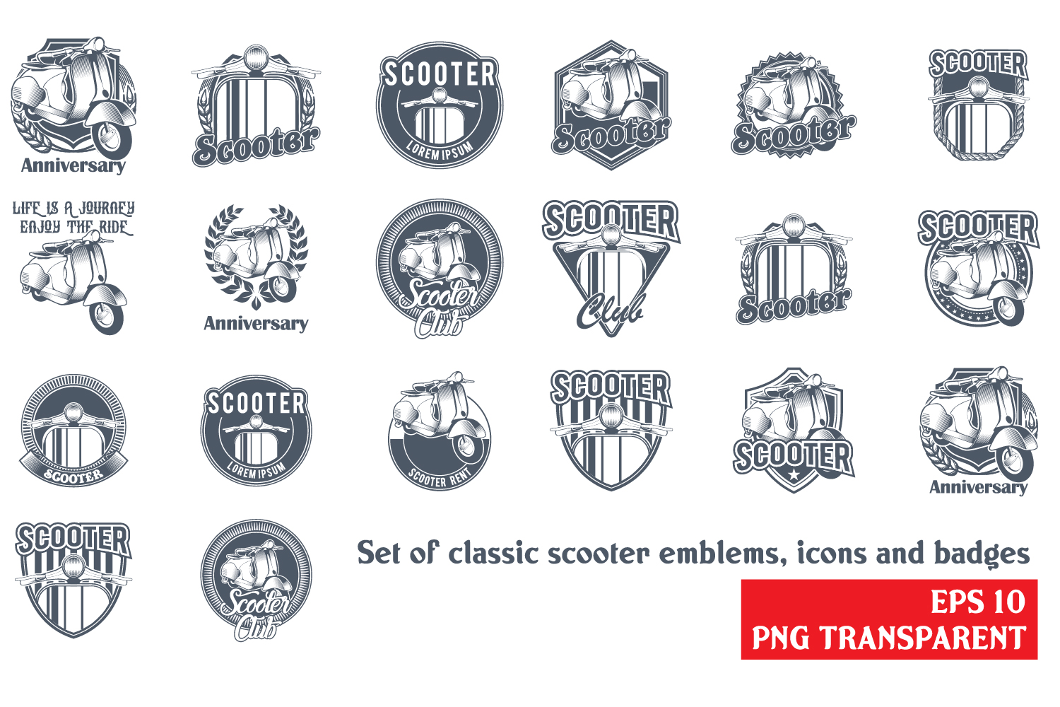 Classic scooter emblems, icons and badges