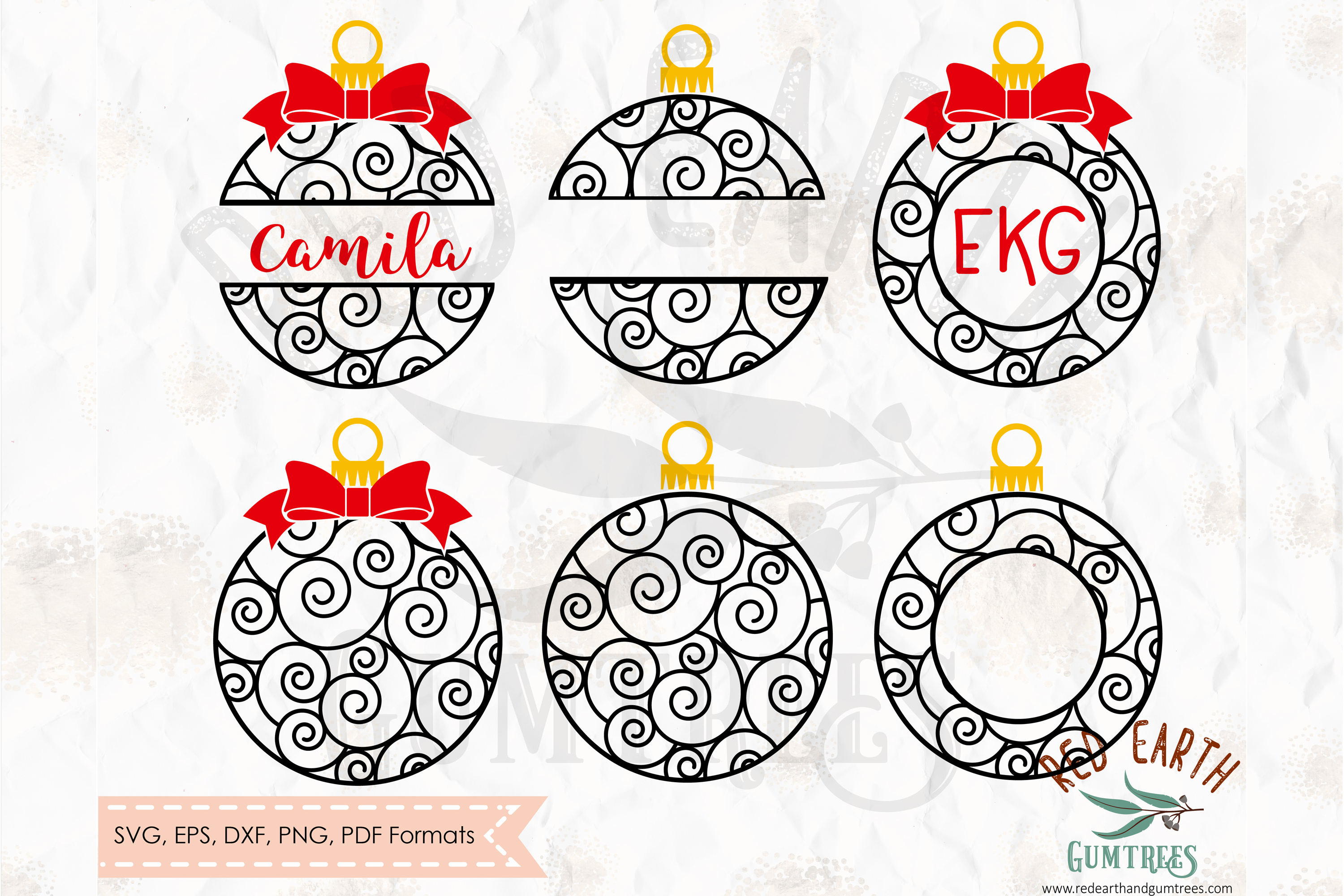 Christmas bauble bundle in SVG,DXF,PNG,EPS,PDF formats